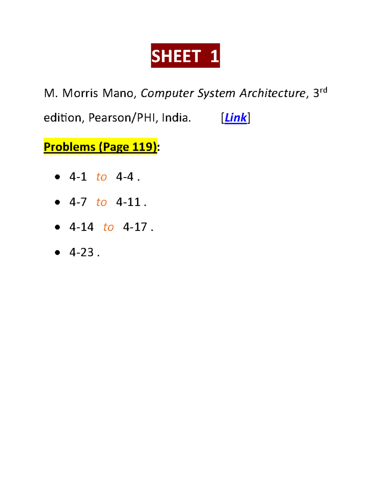 Sheet 1 - Chapter 4 - com112 - Computer Science - SHEET 1 M. Morris ...