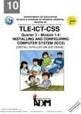 TLE-ICT-CSS-10-Q2 ICCS-Week-1-4 ICCS - 10 TLE-ICT-CSS Quarter 2 – Module 1- INSTALLING AND - Studocu
