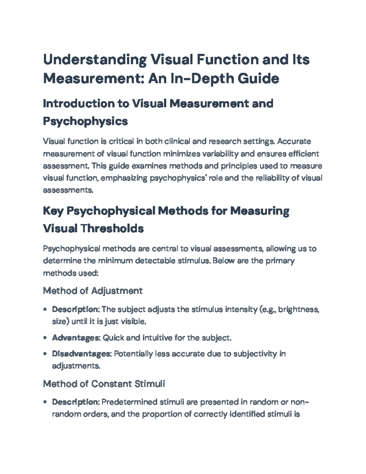 Measuring Visual Function: A Comprehensive Psychophysical Guide ...