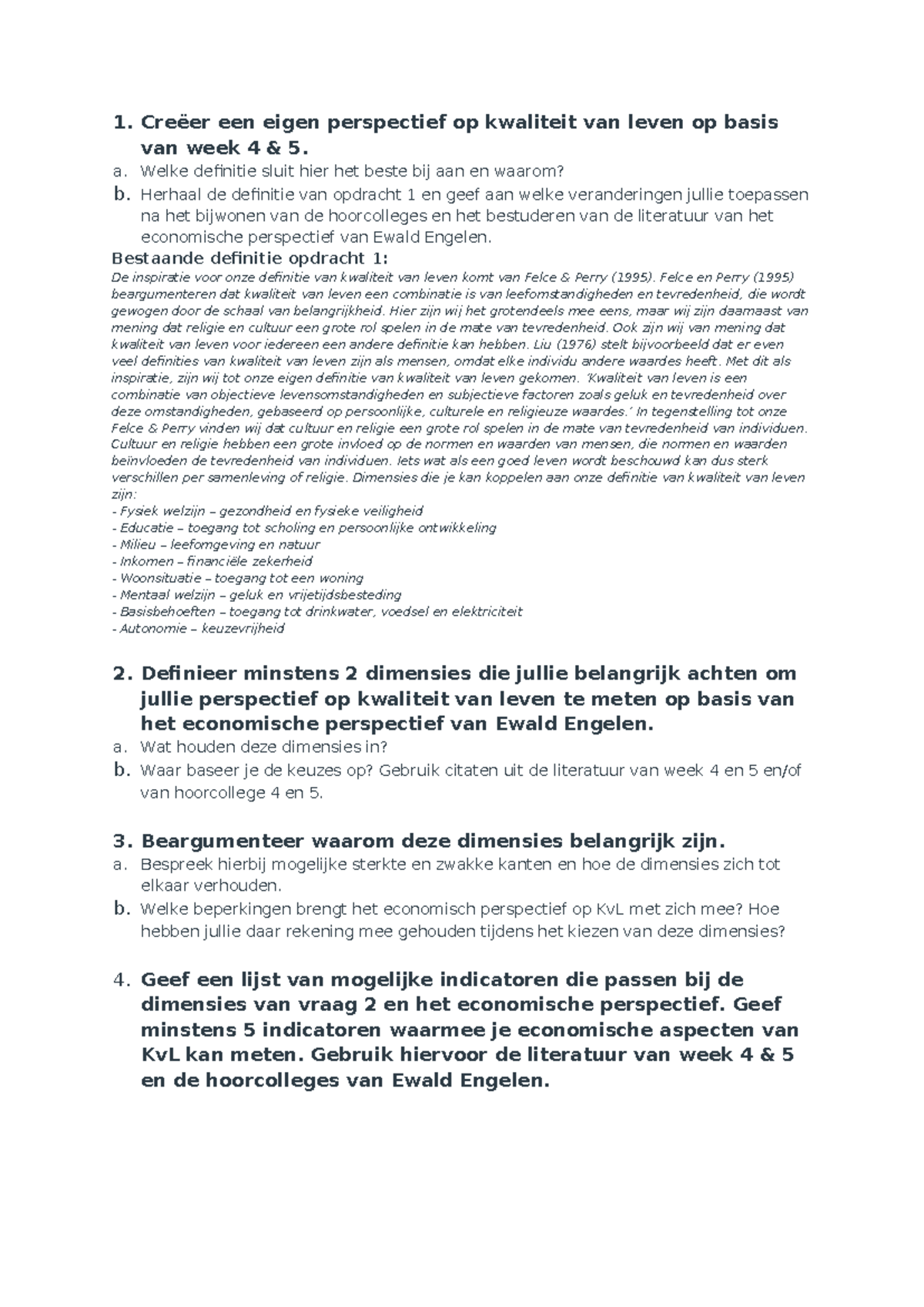 Groepsopdracht 2: Operationaliseren van Kwaliteit van Leven (KvL) op ...