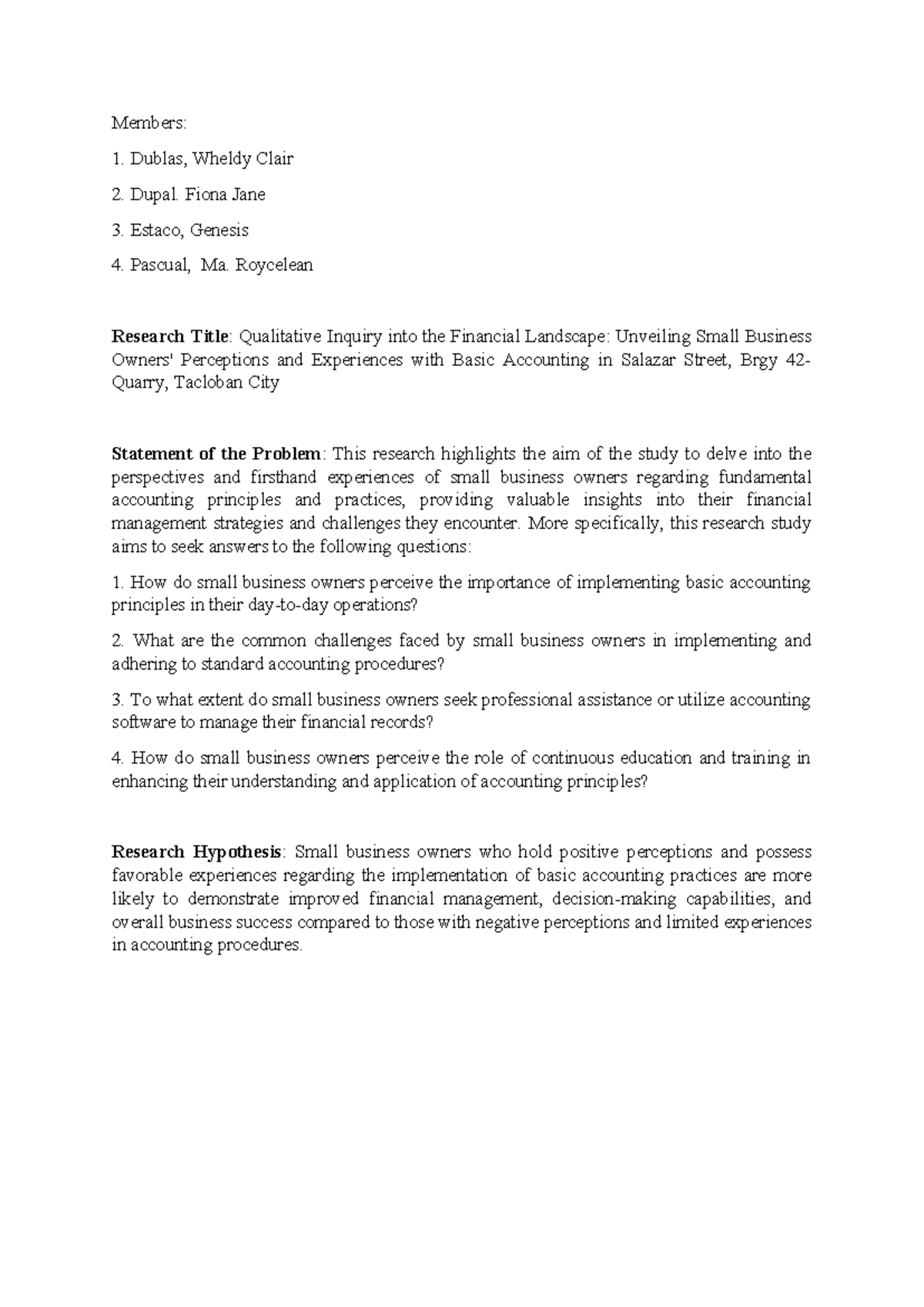 Research-Paper - Lecture Notes- Research-Paper.docx - Members: Dublas ...