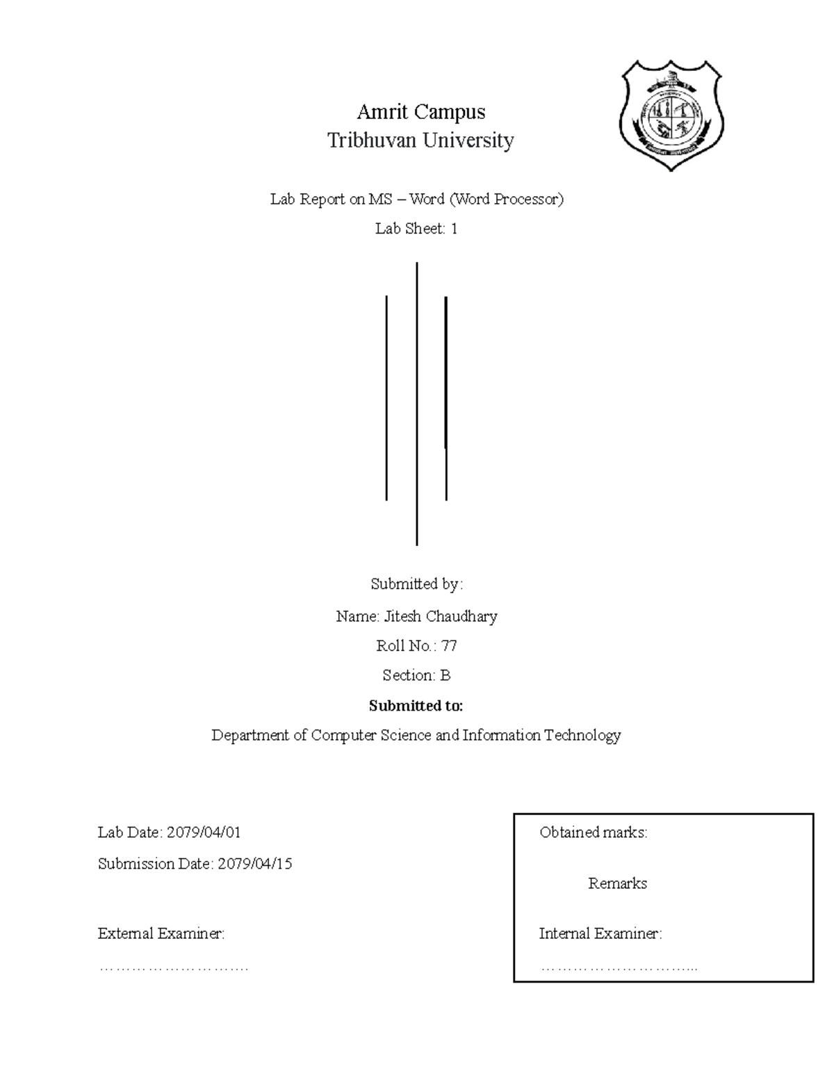 Lab Report on MS Word (Word Processor) - IIT Lab Sheet 1 - Studocu