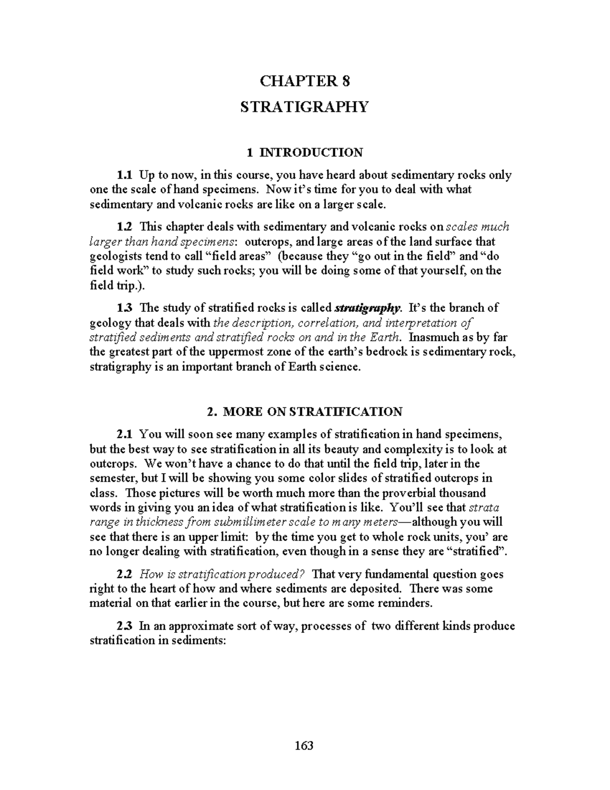 Stratigraphy - CHAPTER 8 STRATIGRAPHY 1 INTRODUCTION 1 Up to now, in ...