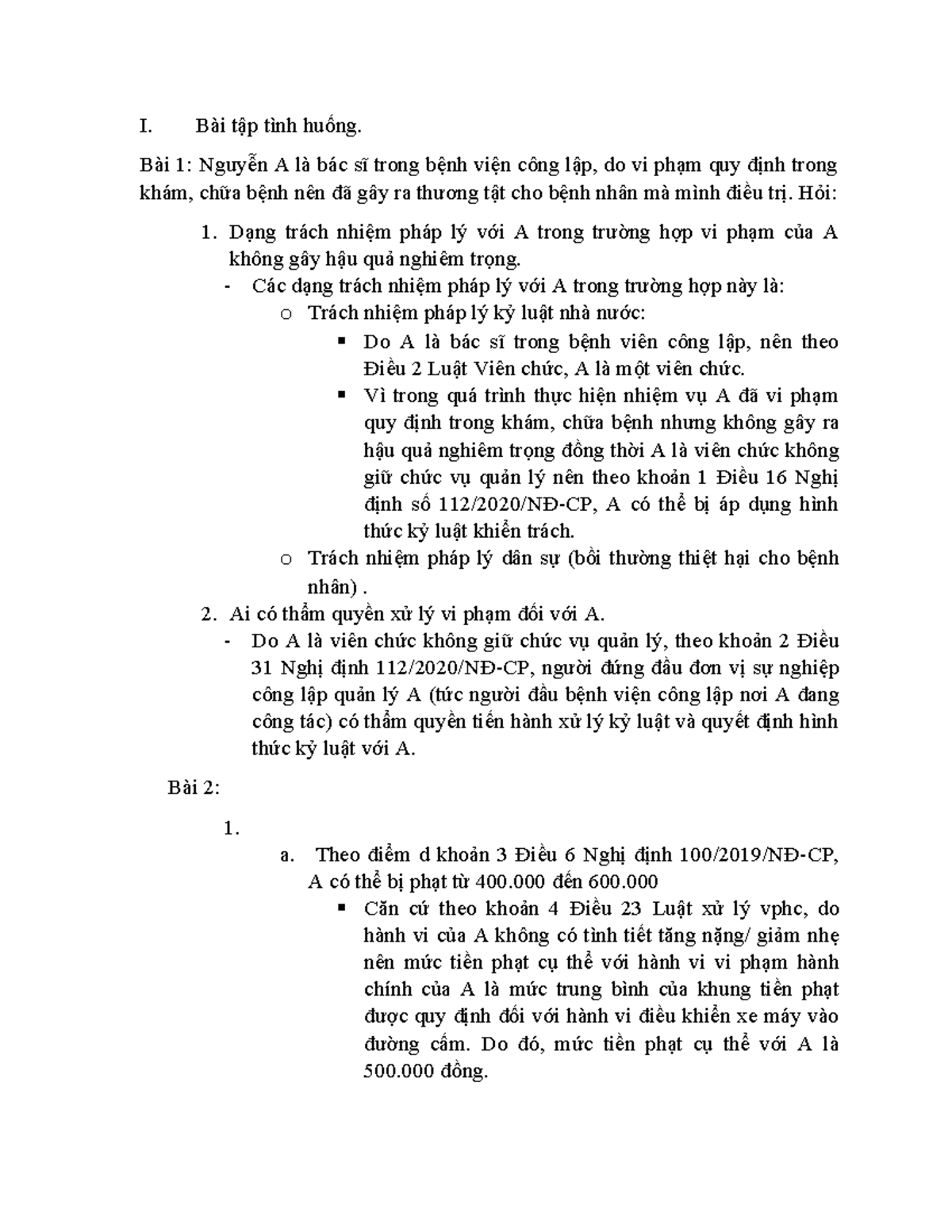 Bài Tập Tình Huống Luật Hành Chính - Khóa 01 - Studocu