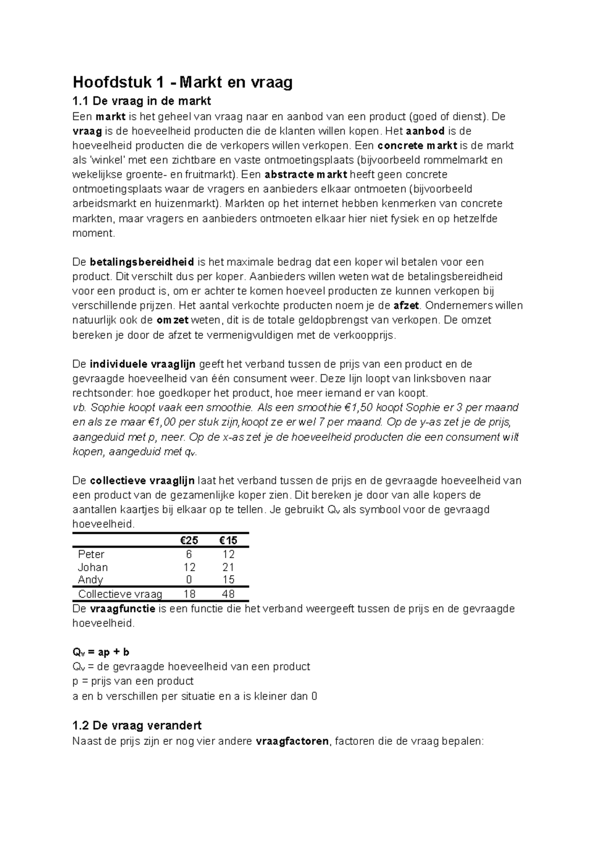 Samenvatting economie Havo 4/5 - Katern 2: Markt en Vraag/Aanbod ...