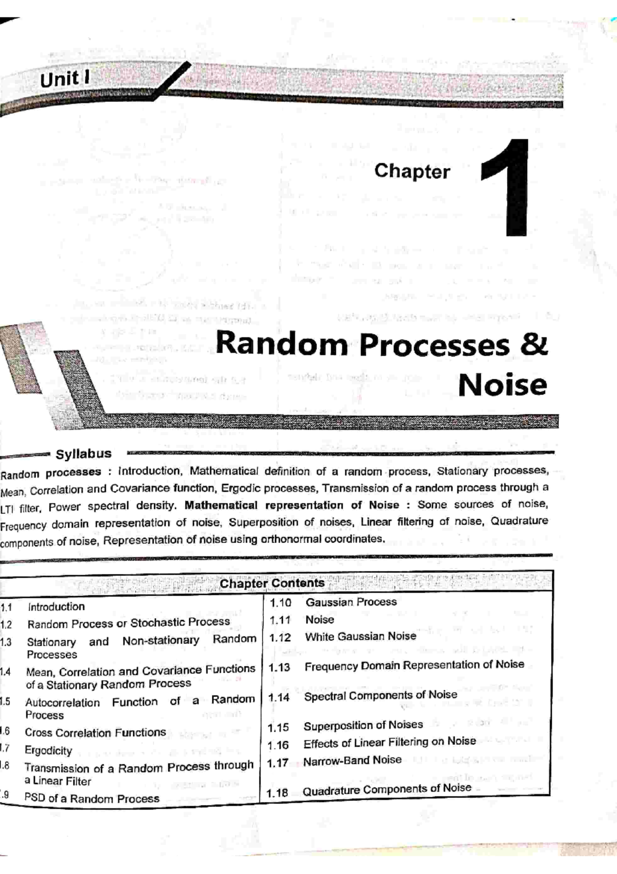 Digital Communication (Sem. 5 SPPU) Unit 1: Random Processes & Noise ...