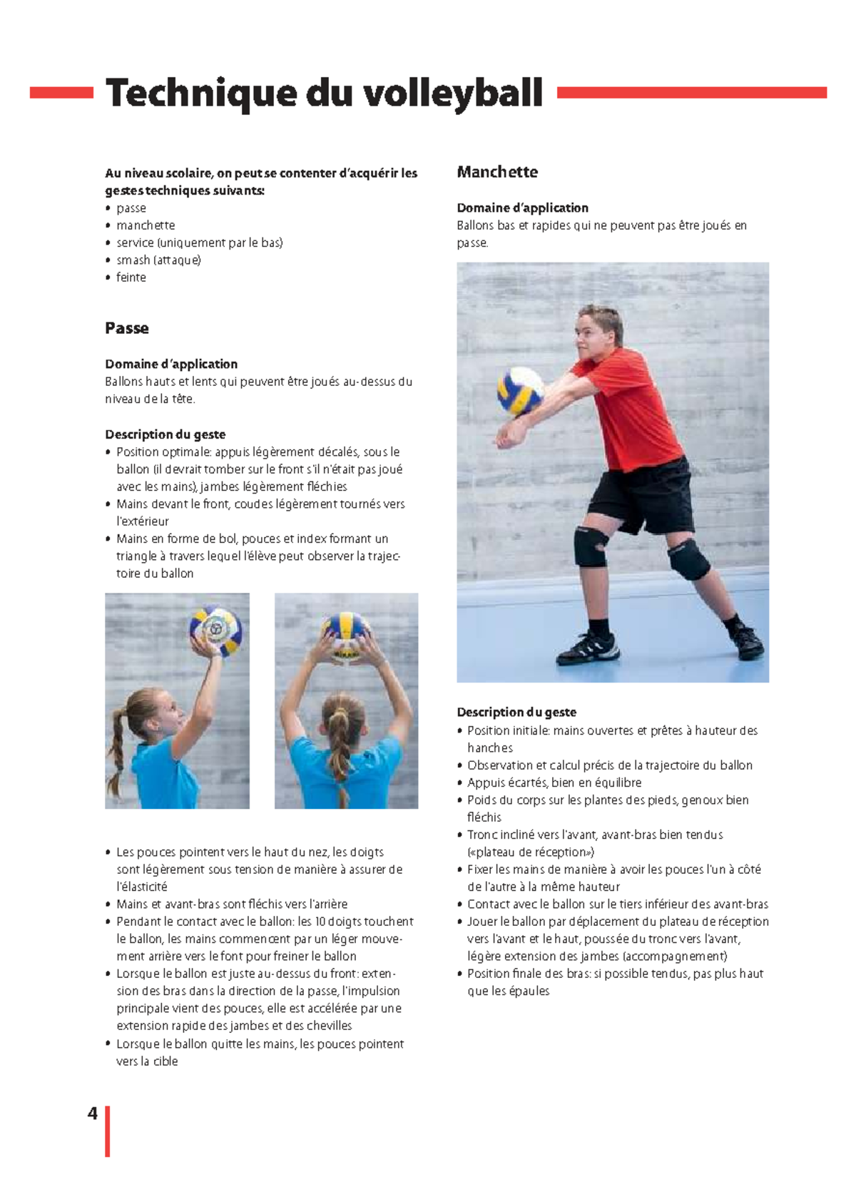 Techniques de Volleyball: Passe, Smash et Service (240509) - Studocu