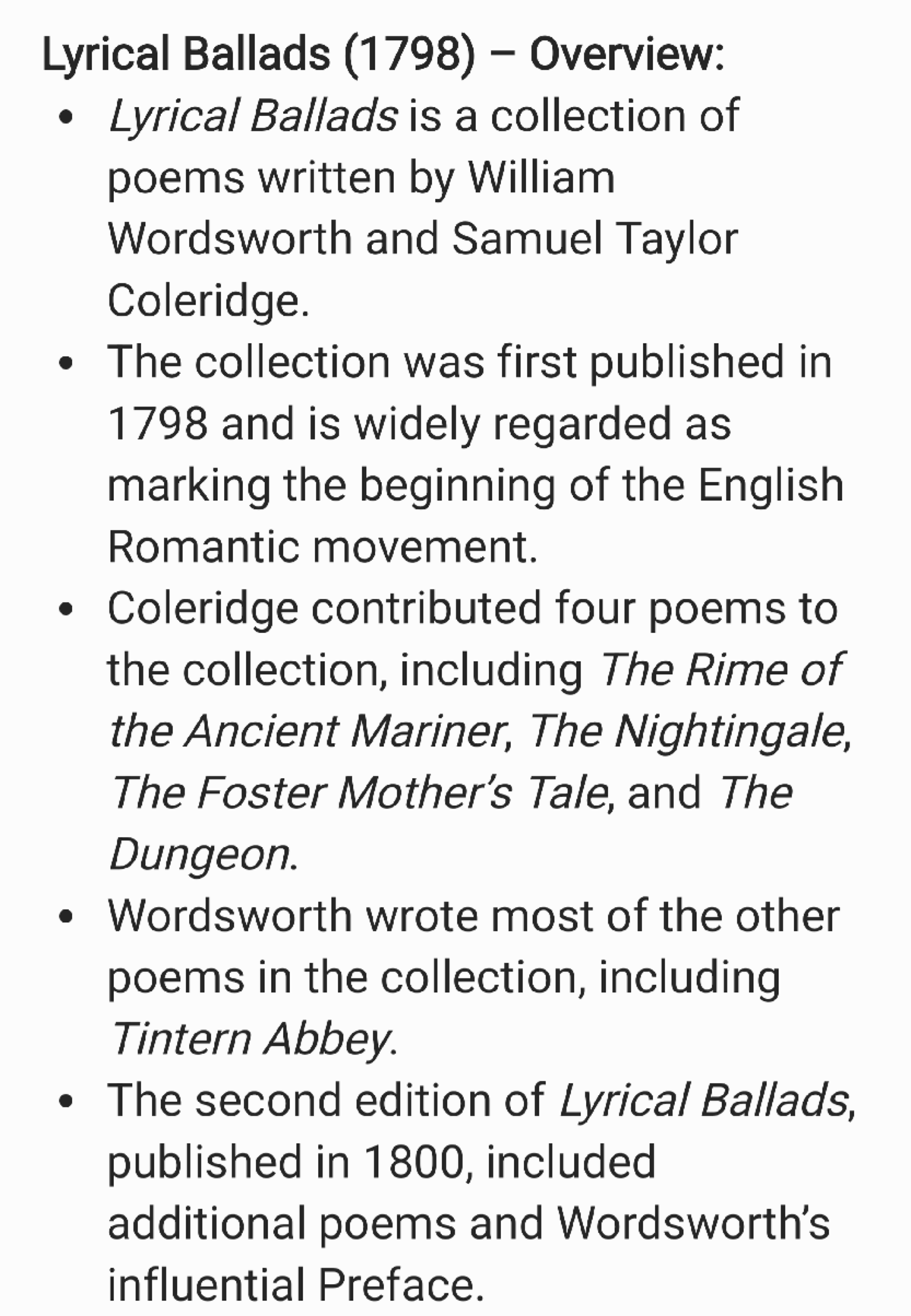 Lyrical Ballads (1798) Analysis: Romantic Poetry Revolution - Studocu