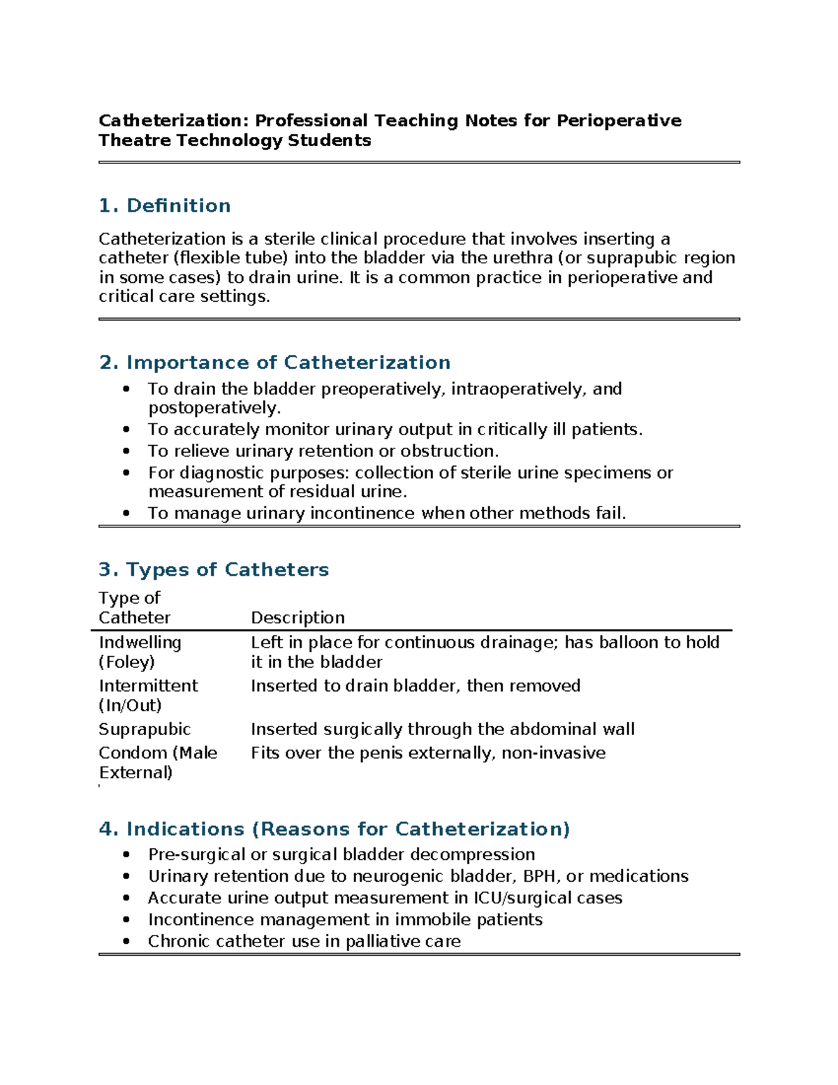 Catheterization Practical Notes for Perioperative Theatre Tech Students ...