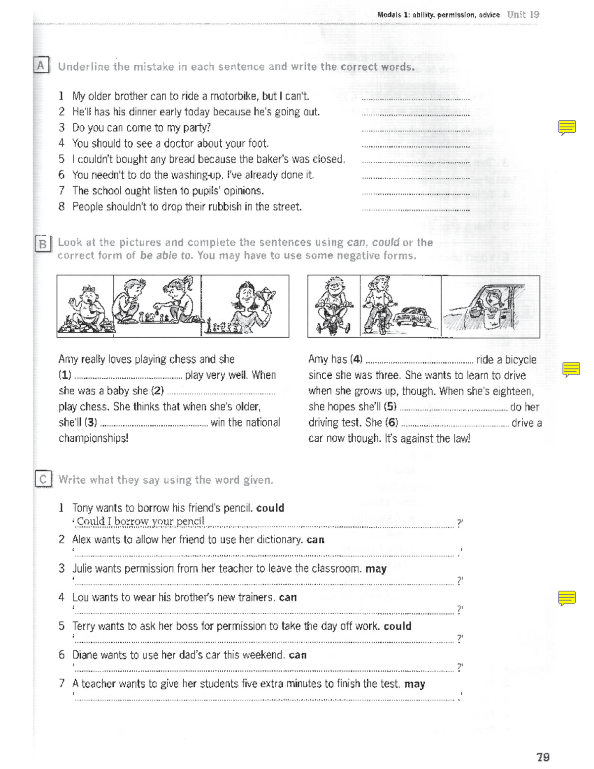 Modal Verbs - KEY - PET Level 23: Ability, Permission, Advice - Studocu