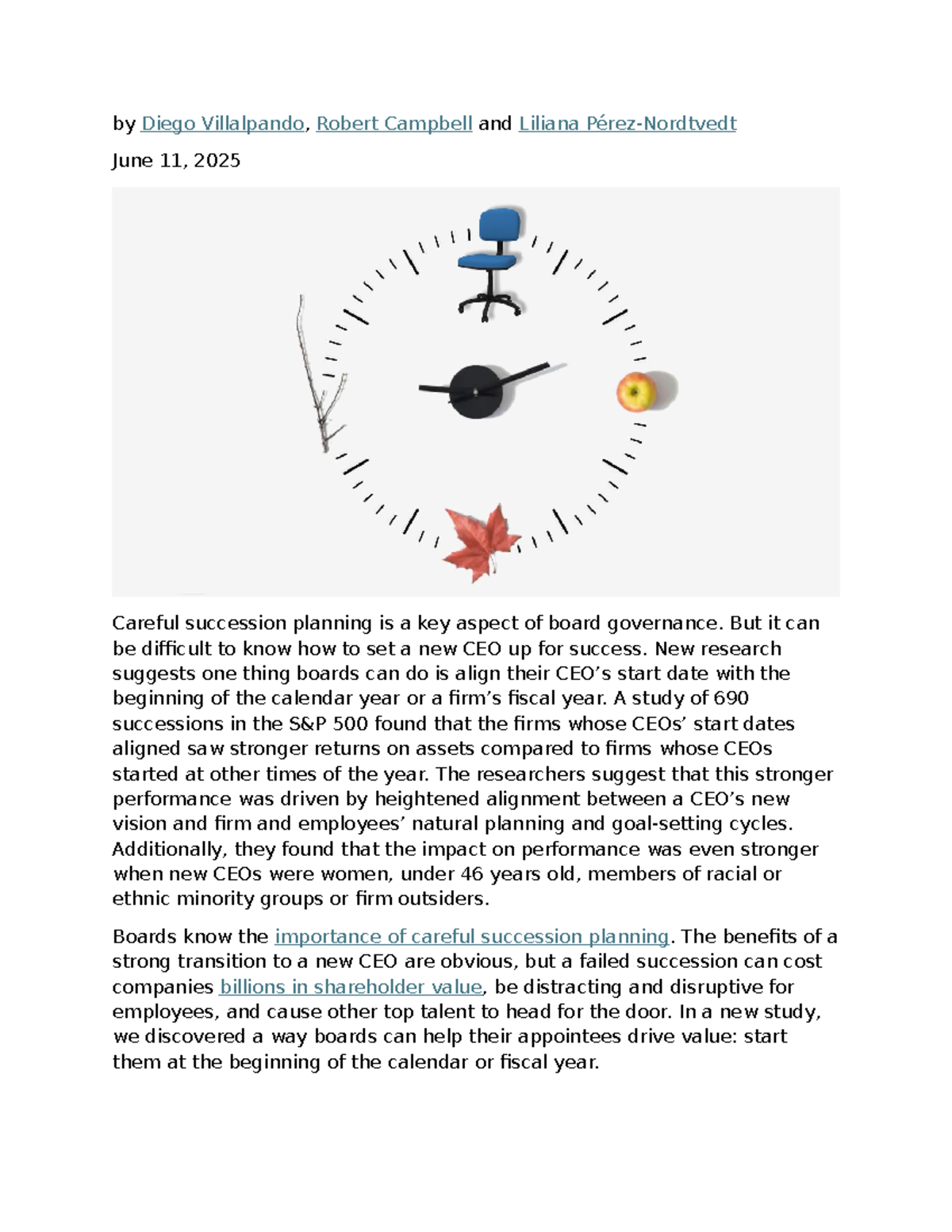 Why CEOs Should Start with the New Year: Insights on Succession ...
