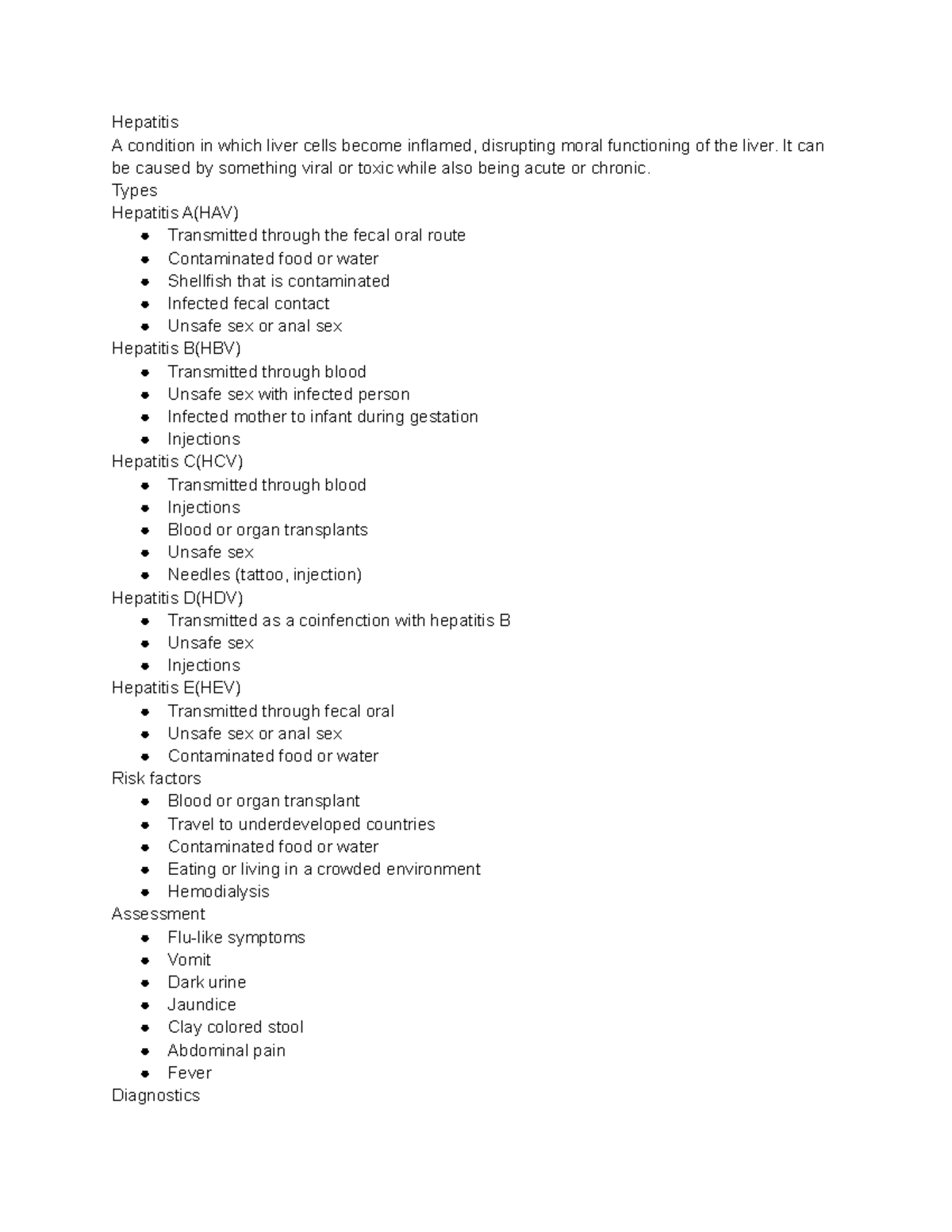 Hepatitis Overview: Types, Risks, and Patient Care Insights - Studocu