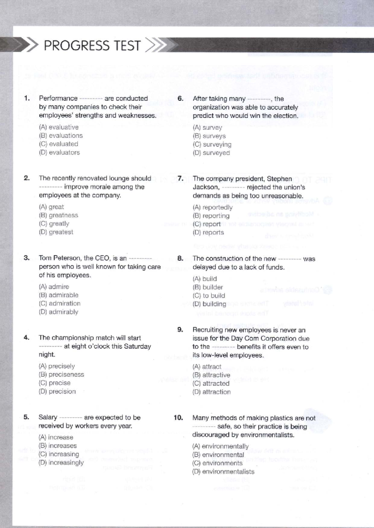 Choosing the Right Word Class: Exercises and Evaluations for Language ...