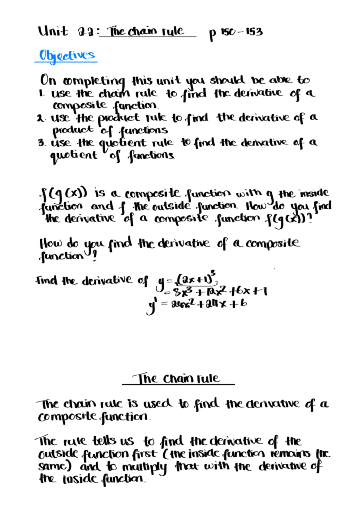 Unit 2.2: Chain Rule Derivatives Explained - Studocu