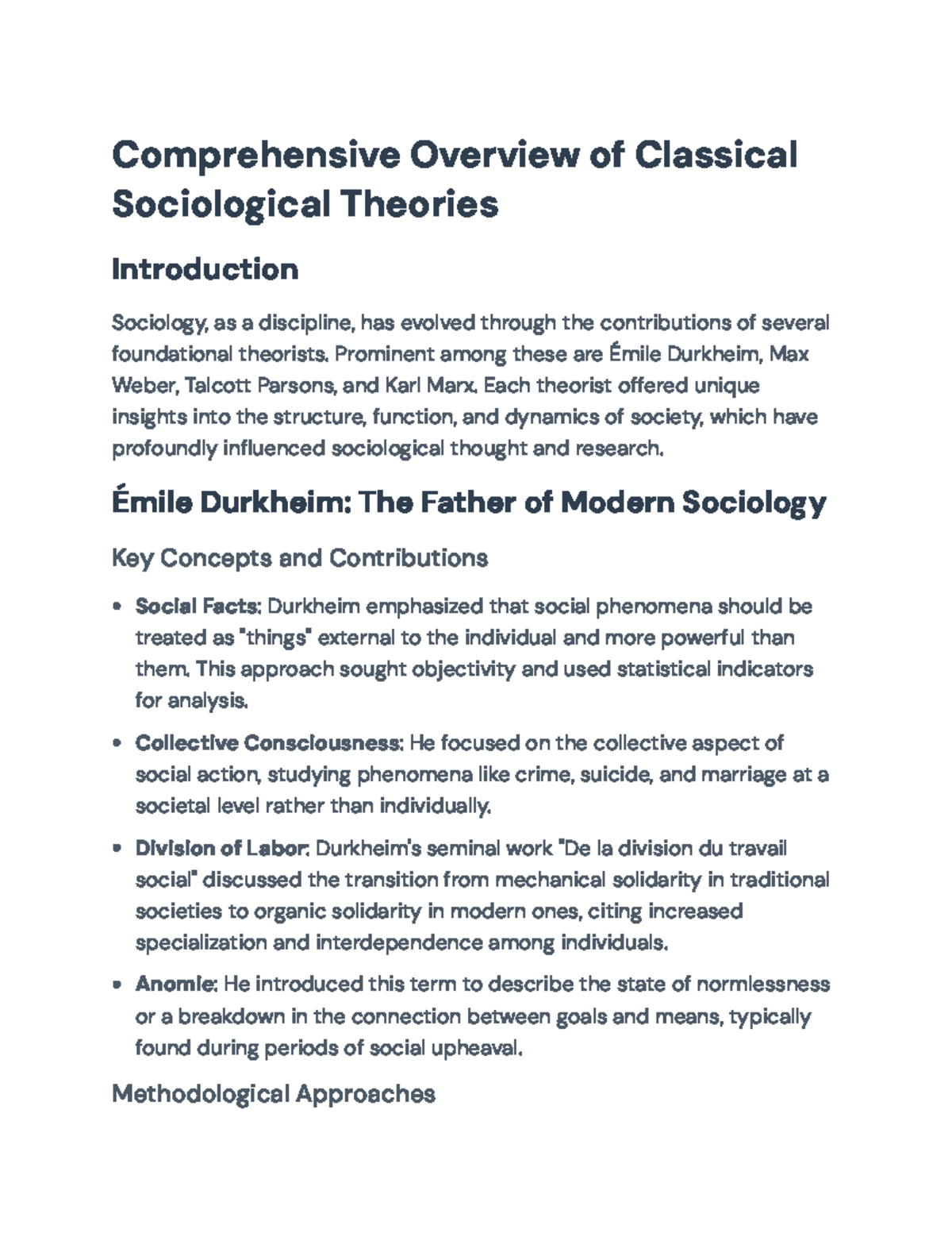 Classical Sociological Theories: An Analysis of Key Concepts and ...