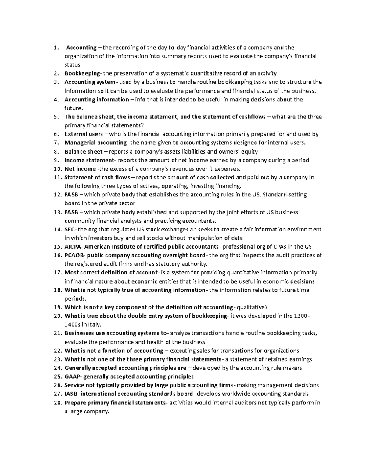 C213 - Comprehensive Cheatsheet for OA Accounting Concepts - Studocu