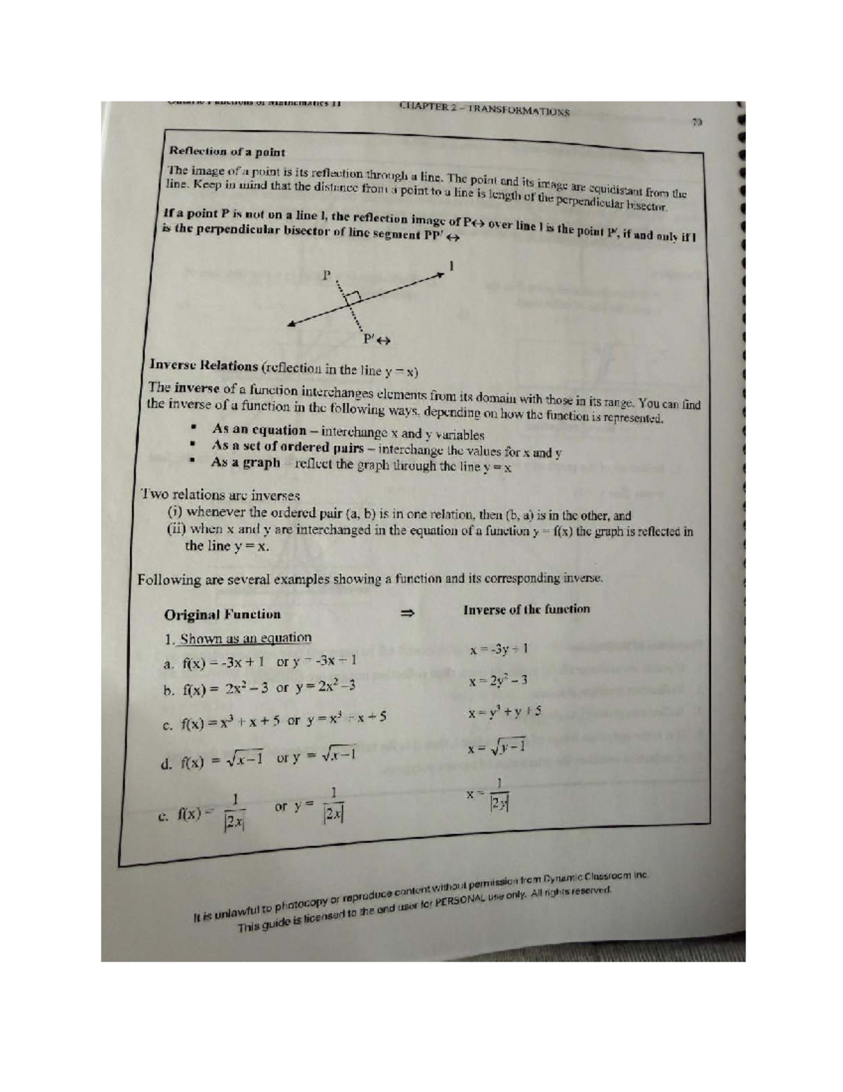 CHAPTER 70: Transformations - Reflection of a Point and Inverse ...