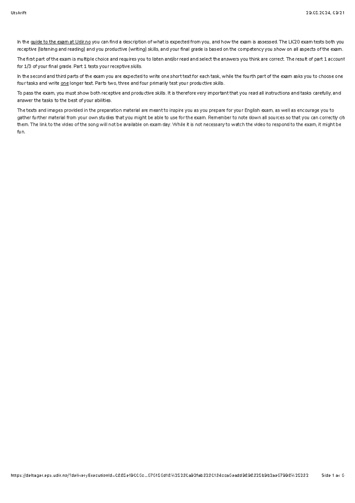 Engelsk Heldag: Exam Guide and Text Excerpts for LK20 Exam - Studocu