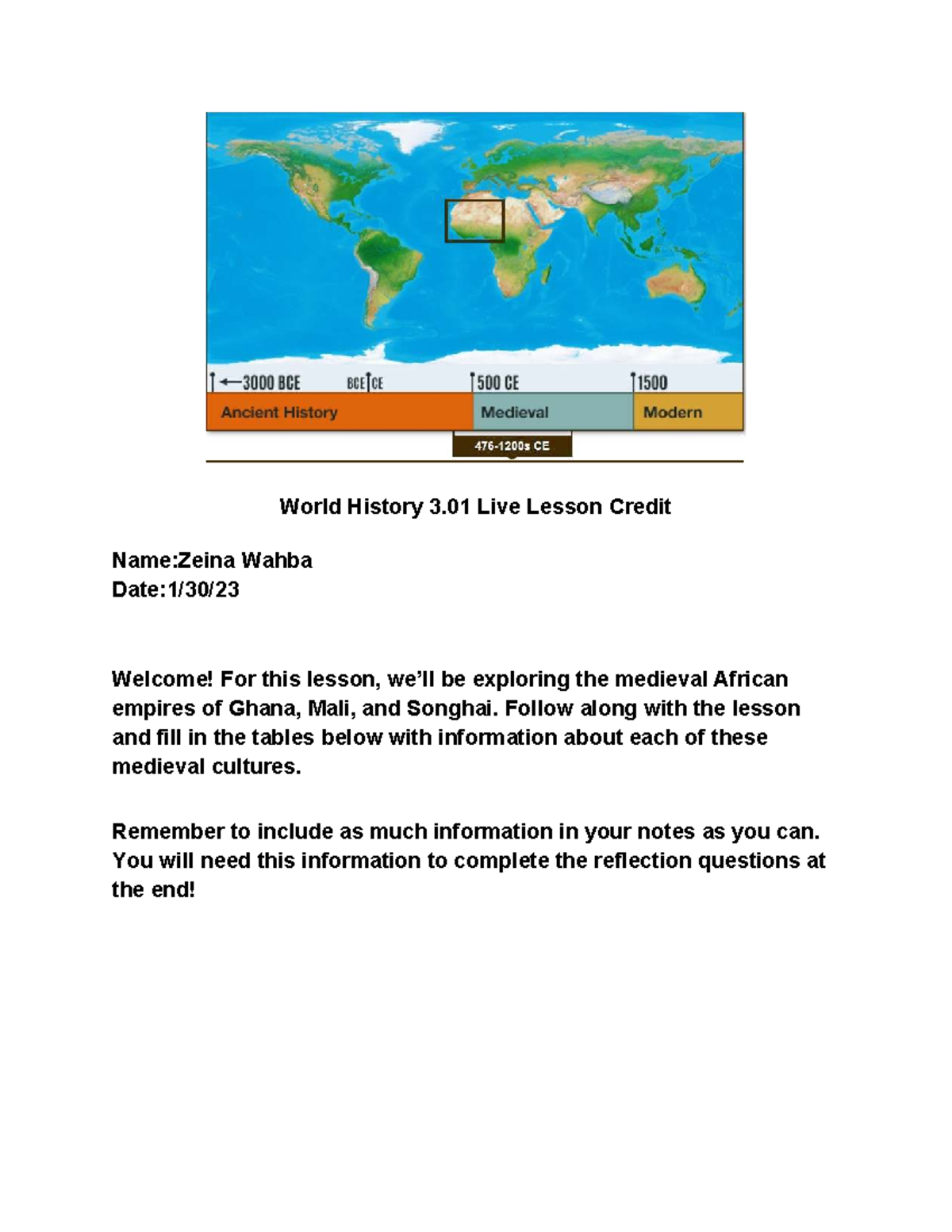 World History 3.01 Live Lesson: Medieval African Empires Overview - Studocu