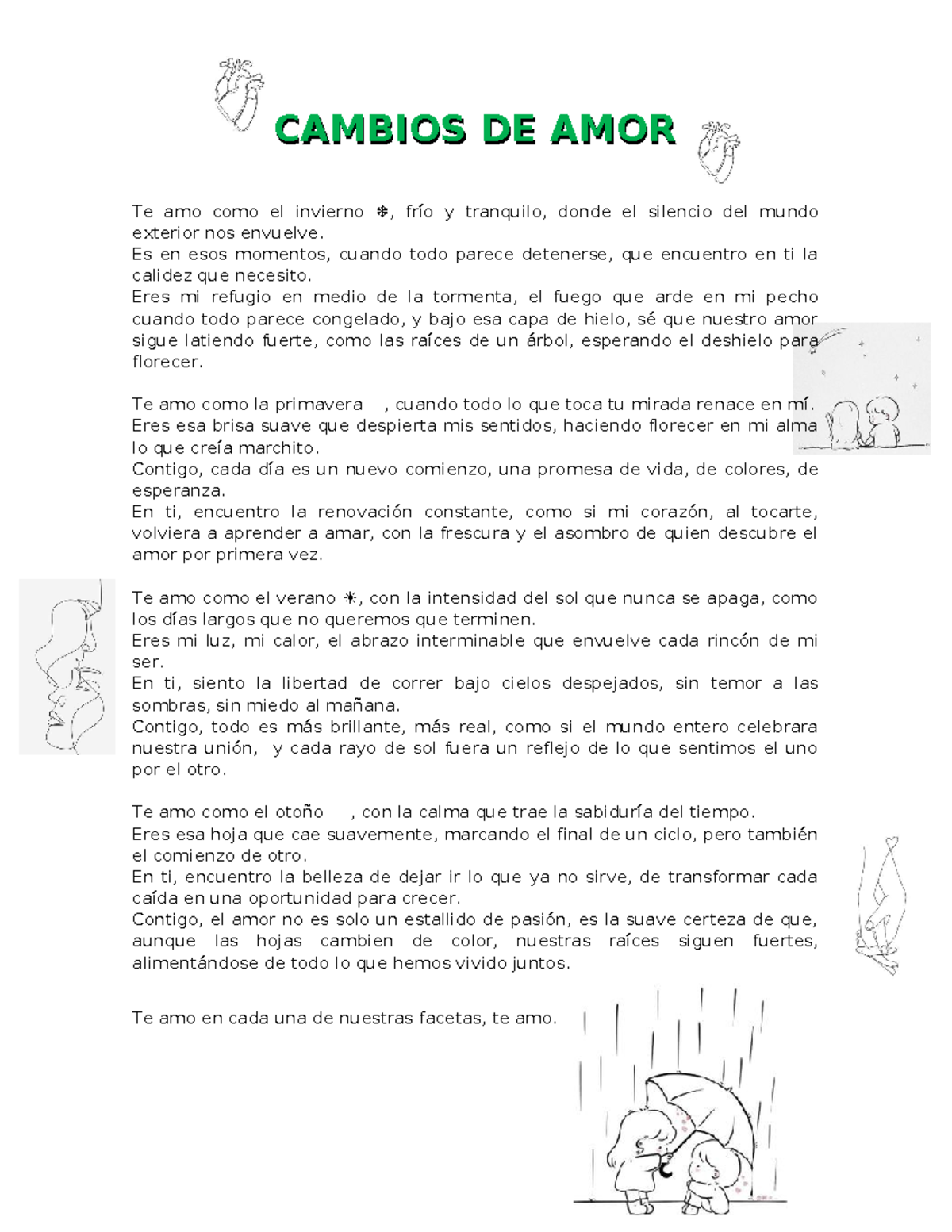 Cambios de Amor: Un Viaje a Través de las Estaciones de la Vida - Studocu