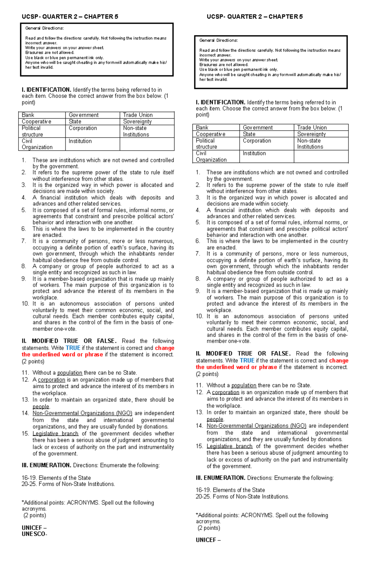 UCSP- Quarter 2- Chapter 5- State and Non-State - UCSP- QUARTER 2 ...