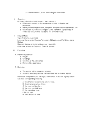 3I's Lesson Plan - 3I’s Lesson Plan School: Grade Level/Section: 7 ...