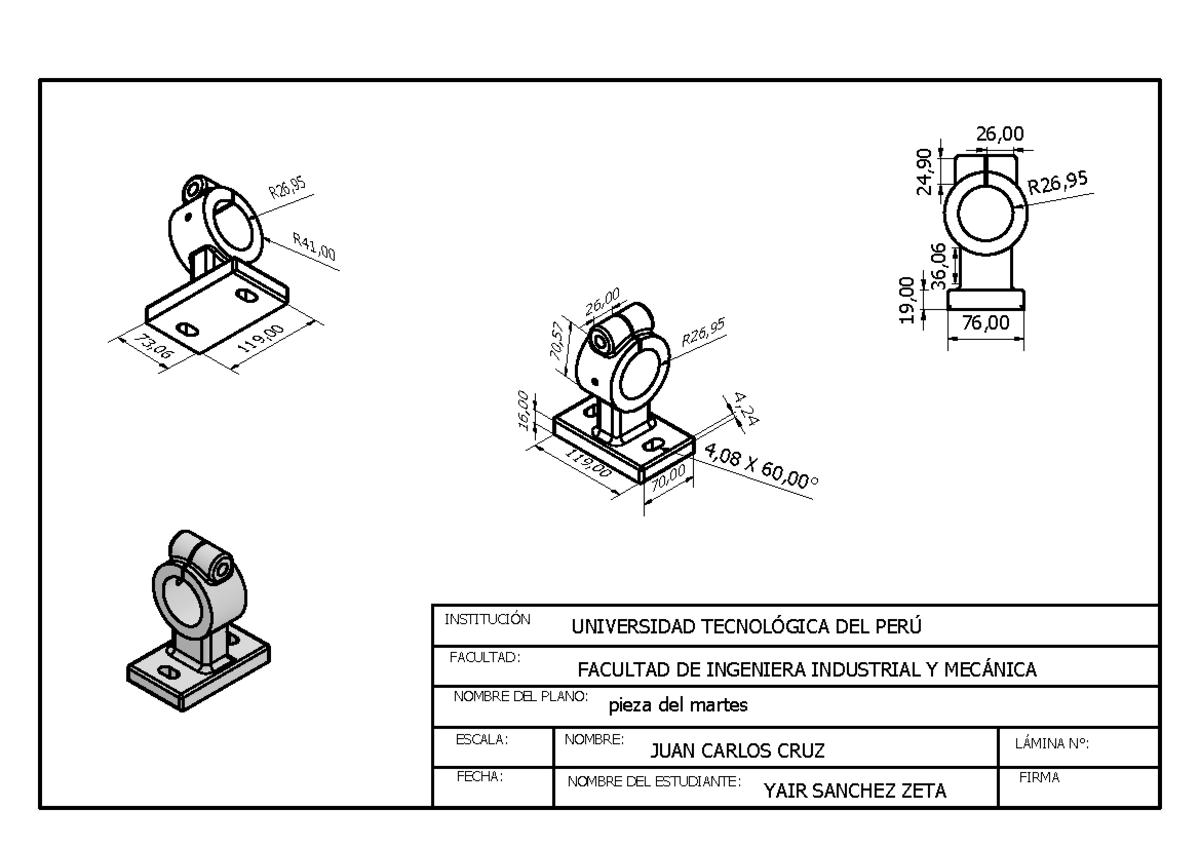 Pieza en clase - jsj - Dibujo CAD - INSTITUCIÓN UNIVERSIDAD TECNOLÓGICA ...