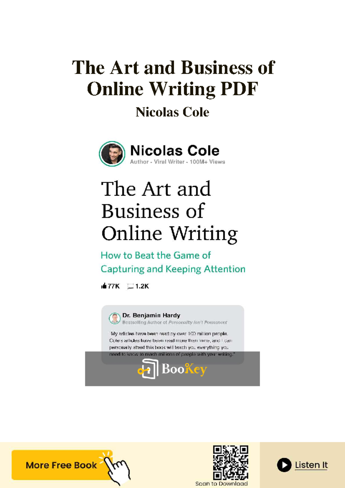 The Art & Business of Online Writing: Insights by Nicolas Cole - Studocu