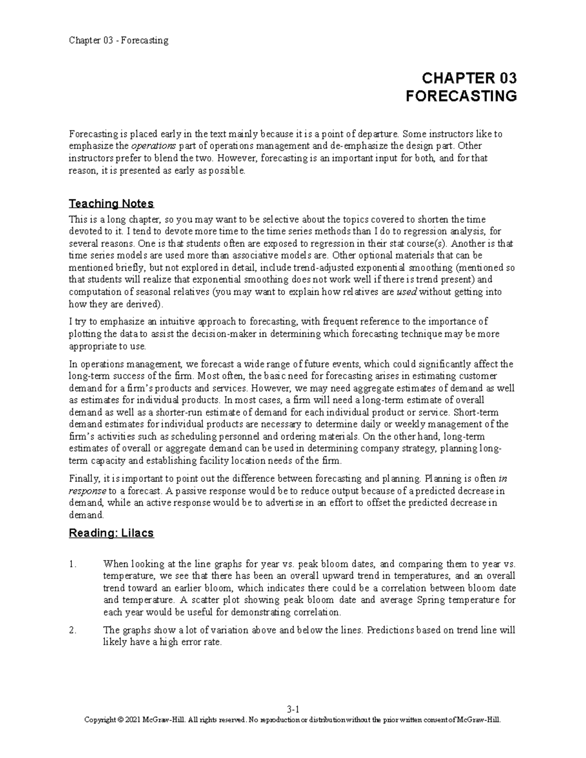 Stevenson OM 14 Chapter 03 Forecasting Study Notes - Studocu