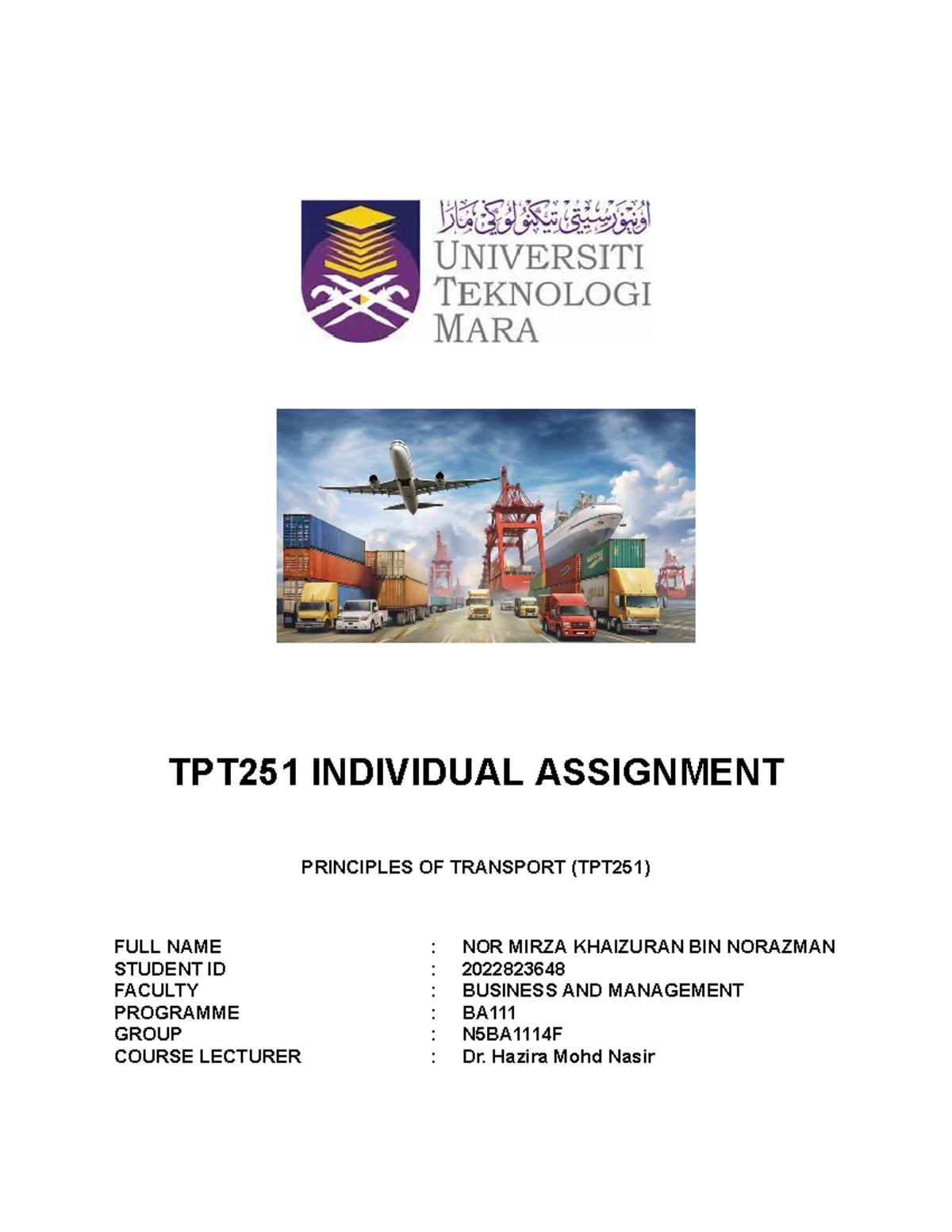 TPT251 Individual Assignment: Understanding Incoterms in Trade - Studocu