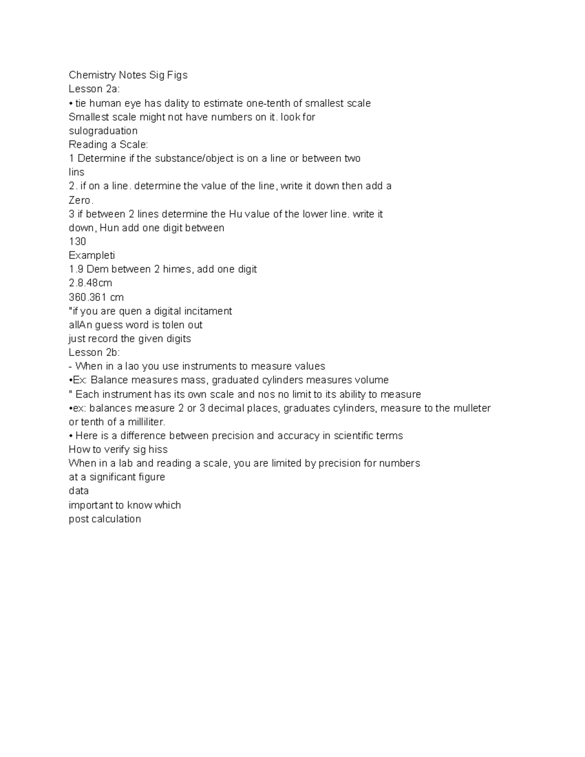 Chemistry Lesson Notes: Understanding Significant Figures - Studocu
