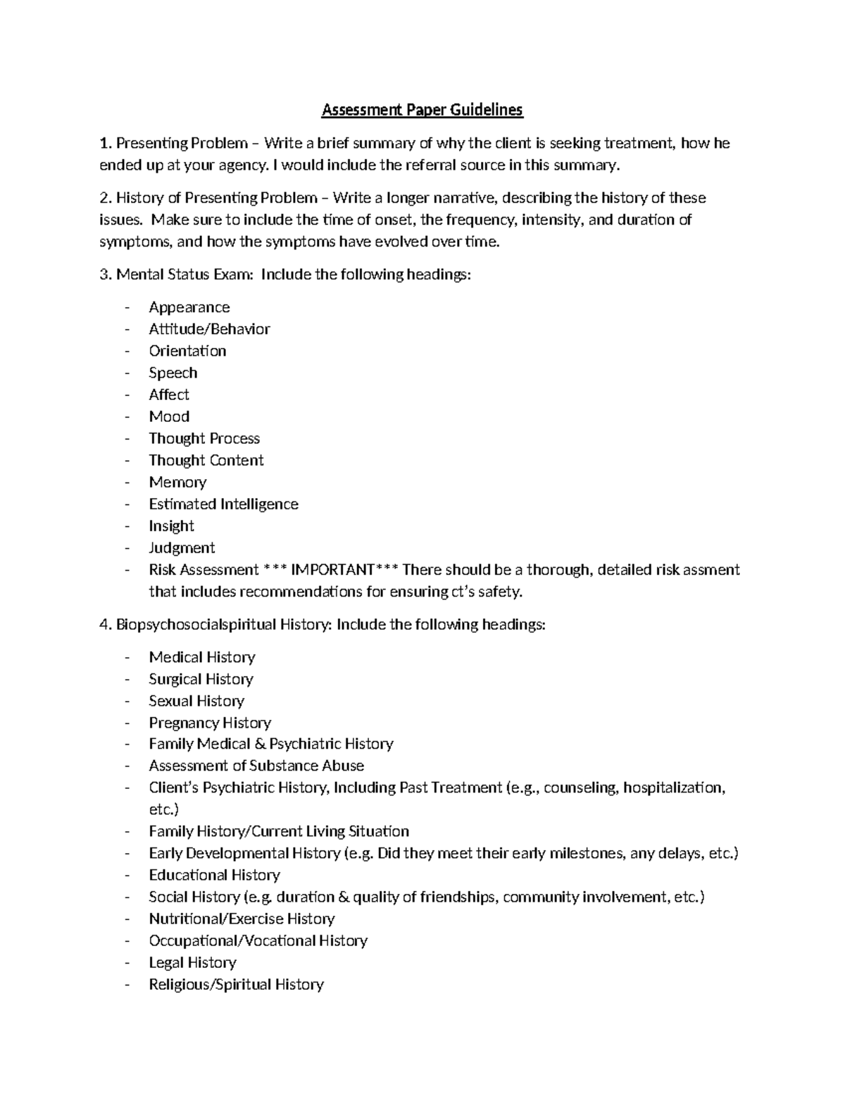 Assessment Paper Format - Assessment Paper Guidelines Presenting ...