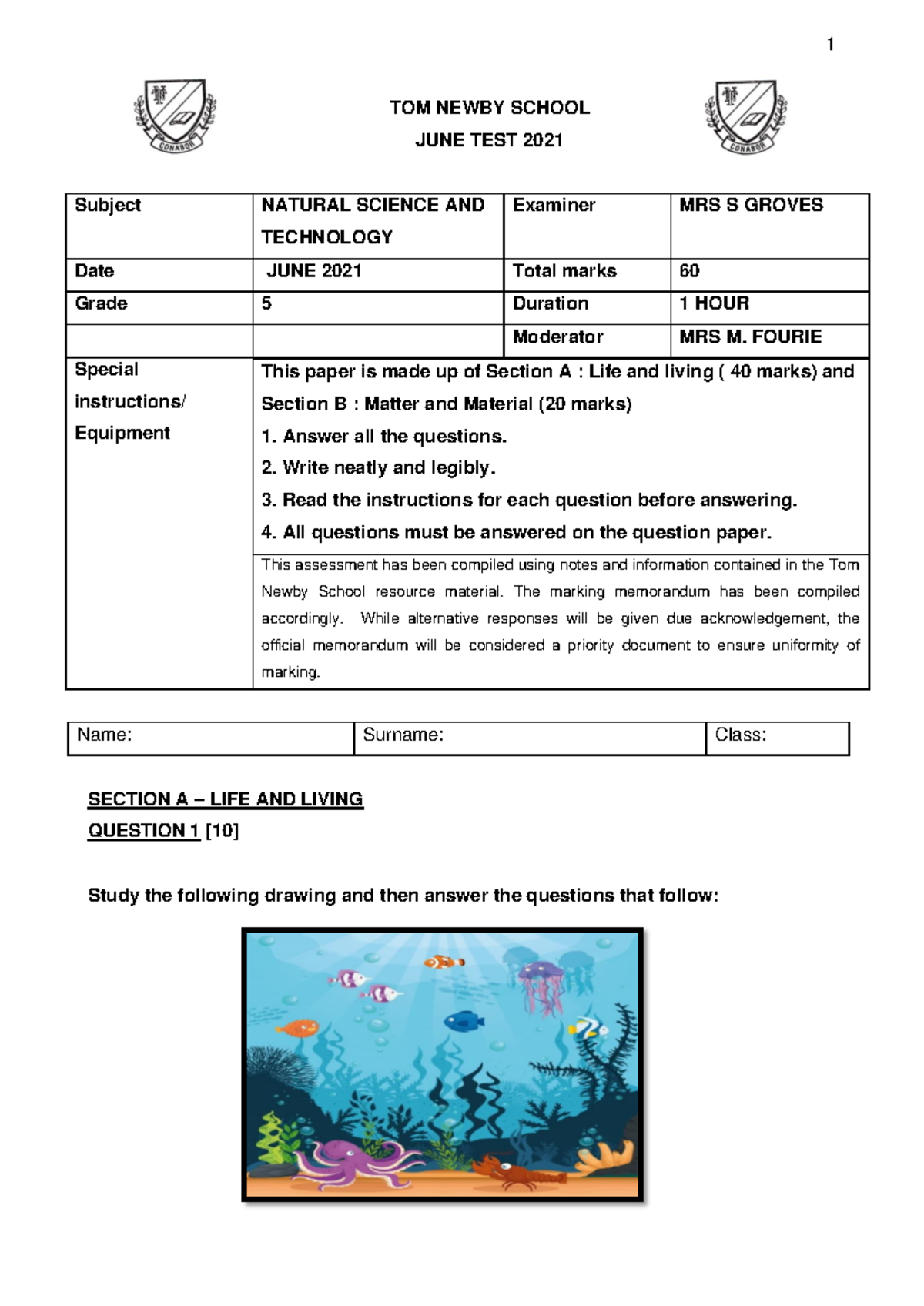 Grade 5 NSTech June 2021 Exam Questions and Marking Guide - Studocu