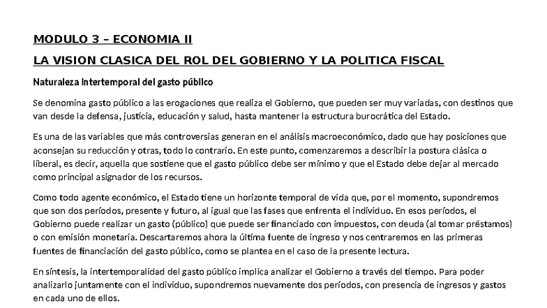 M3 - Economía II: Resumen de Módulos sobre Gasto Público y Política ...
