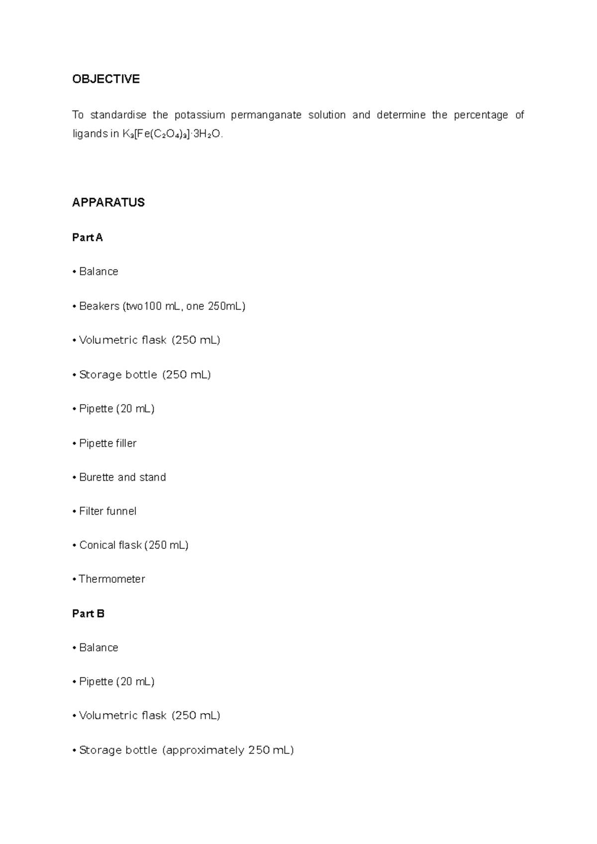 LAB Report EXP5: Standardisation of Potassium Permanganate Solution ...