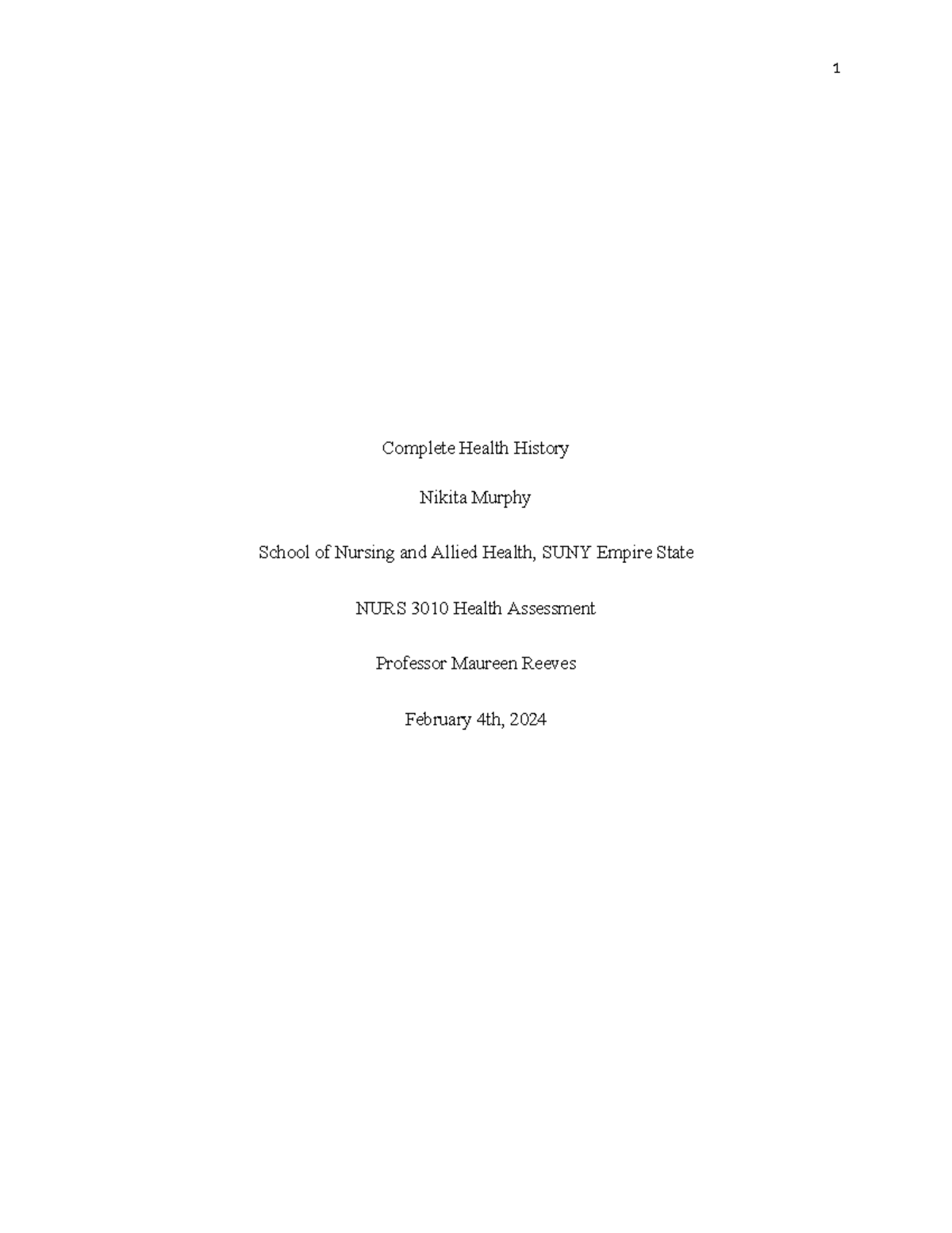 Nurs 3010 Complete Health History Assessment Of Client Jm Studocu