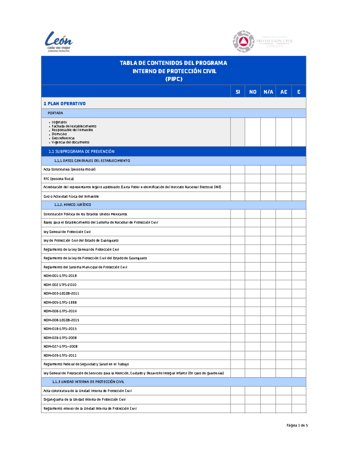 Requisitos del Programa Interno de Protección Civil (PIPC) - Guía ...