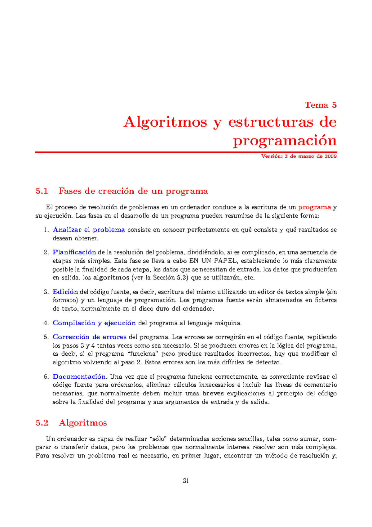 Estructura de Control en Algoritmos y Programación - Tema 5 - Studocu