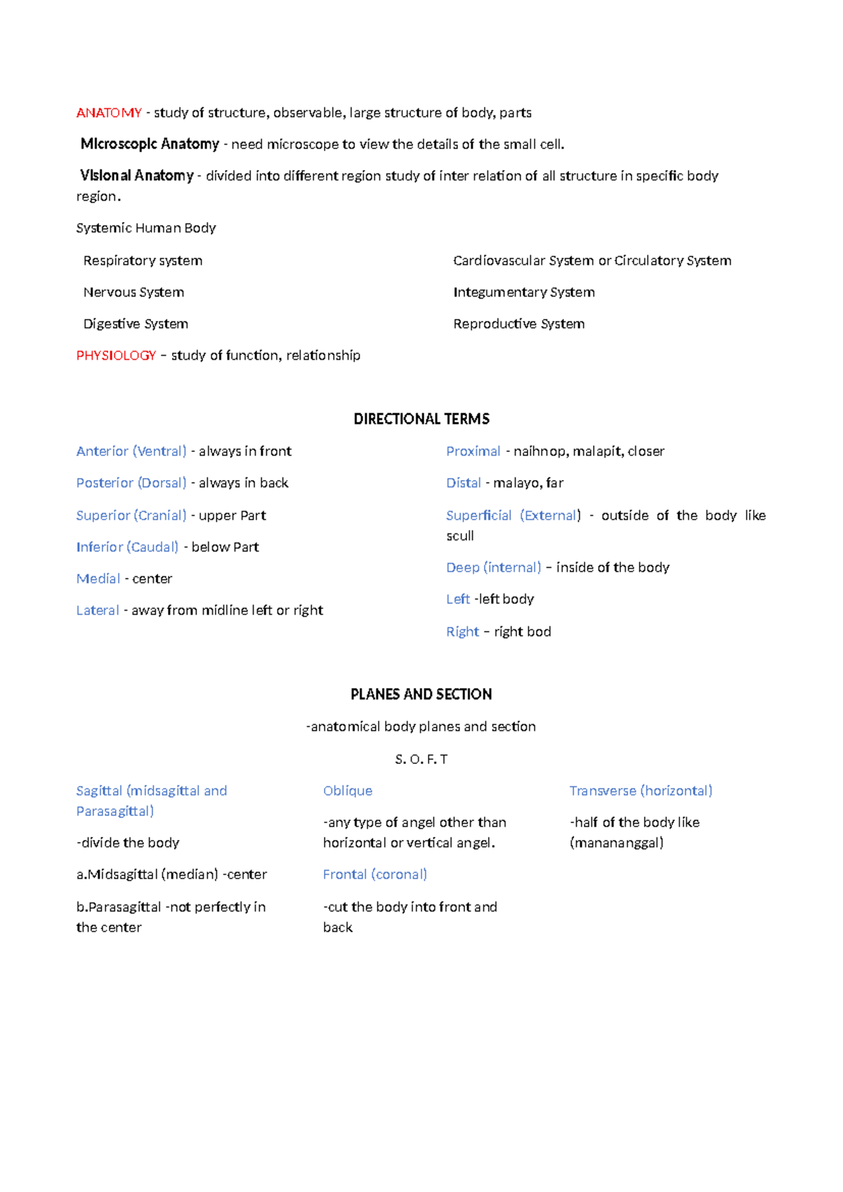 Anatomy & Physiology Overview: Key Concepts & Terminology - Studocu