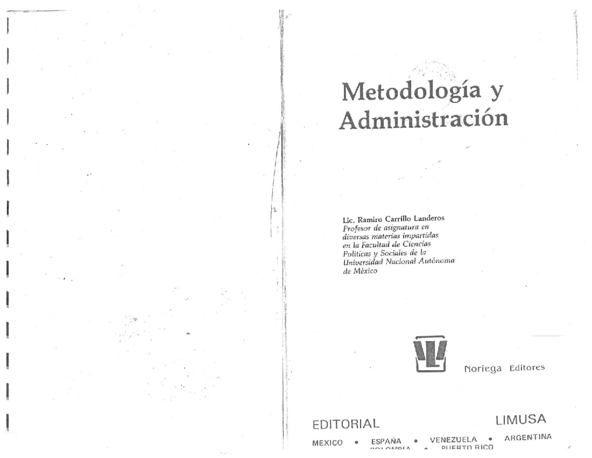 1 y 2 Carrillo Metodolog a y Admon - Metodología y Administración Lic ...