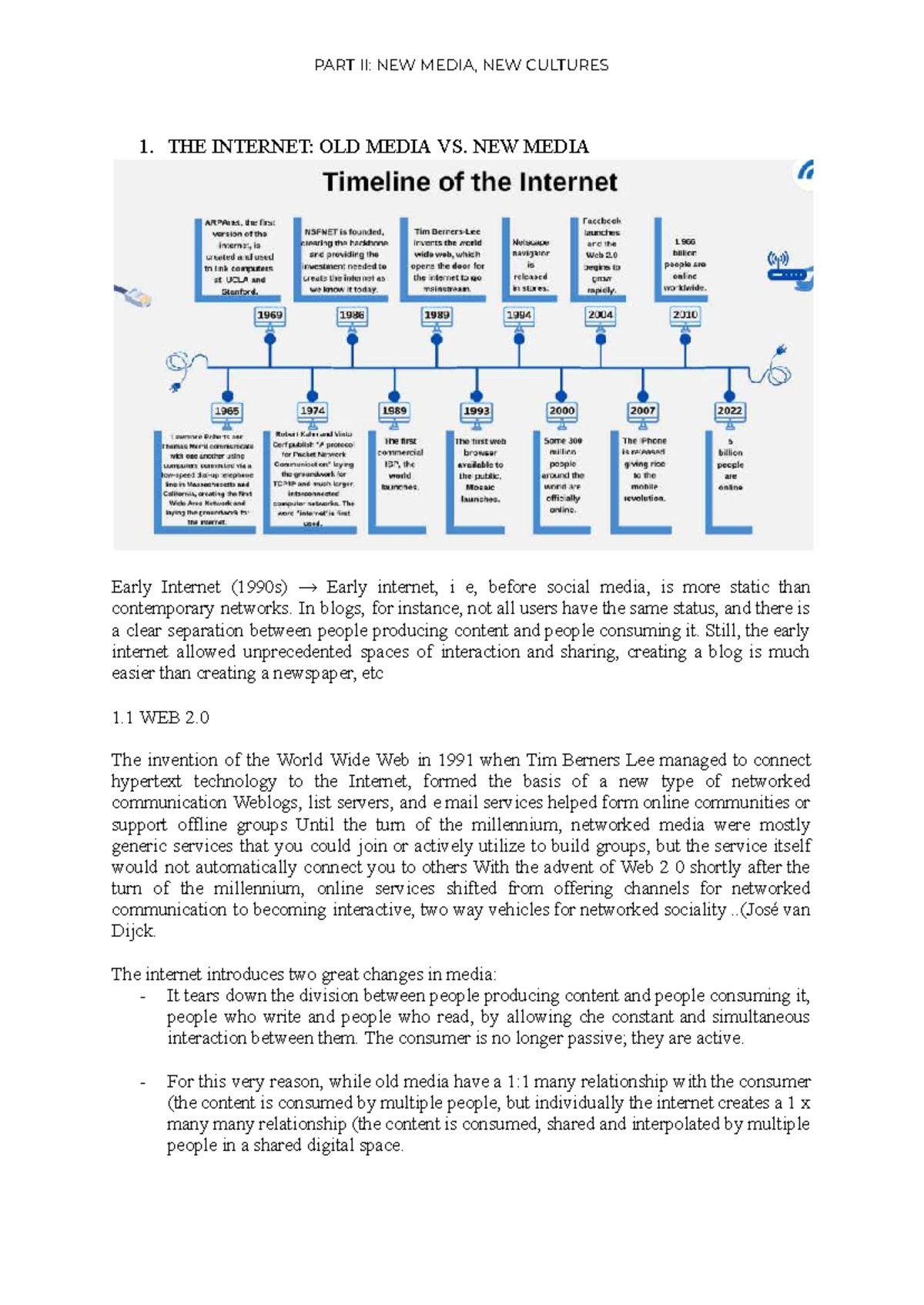 Part II New Media, New Cultures - 1. THE INTERNET: OLD MEDIA VS. NEW ...