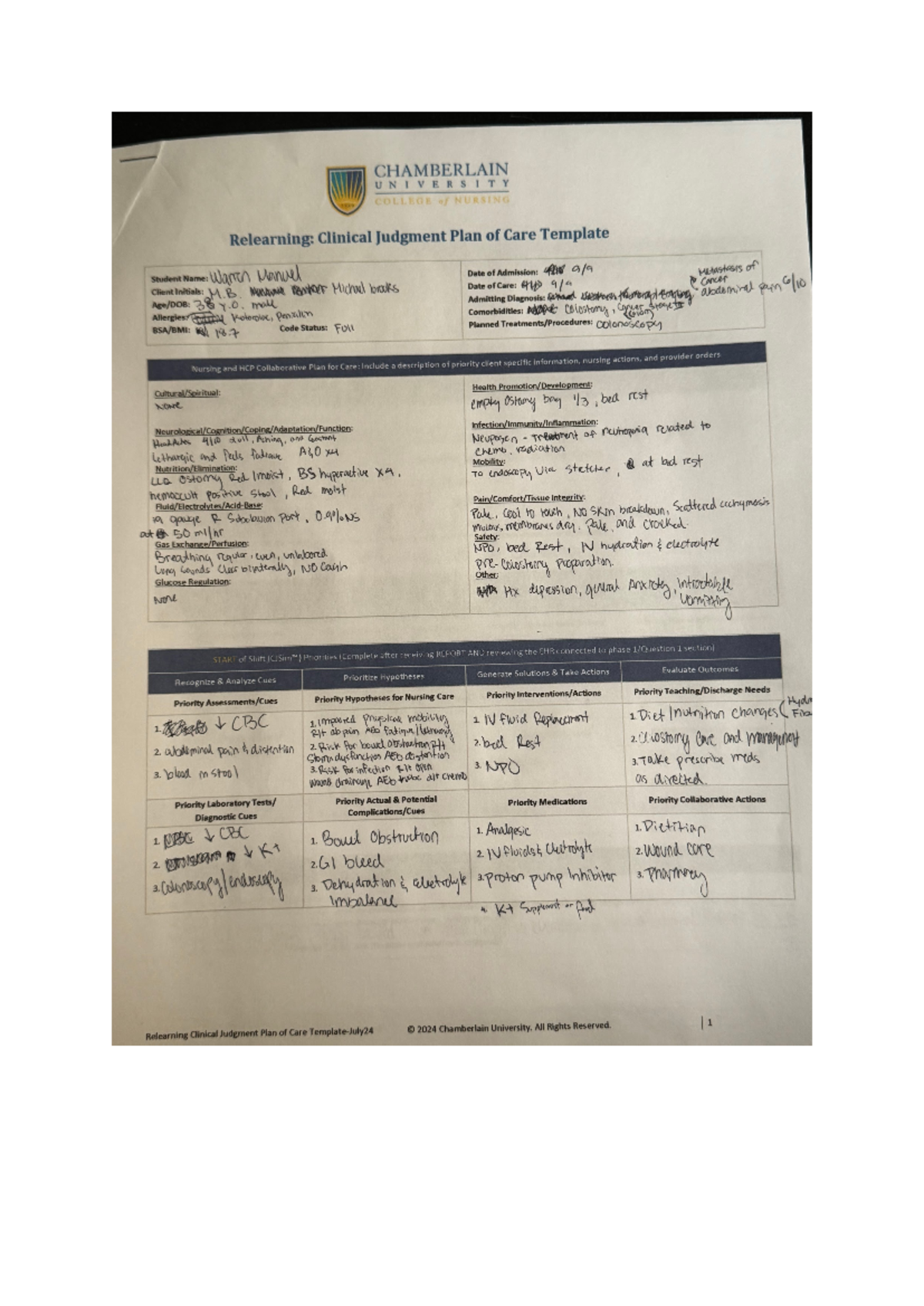 CJ SIM Relearning Clinical Judgment Plan of Care Nr234 - Manuel - Studocu