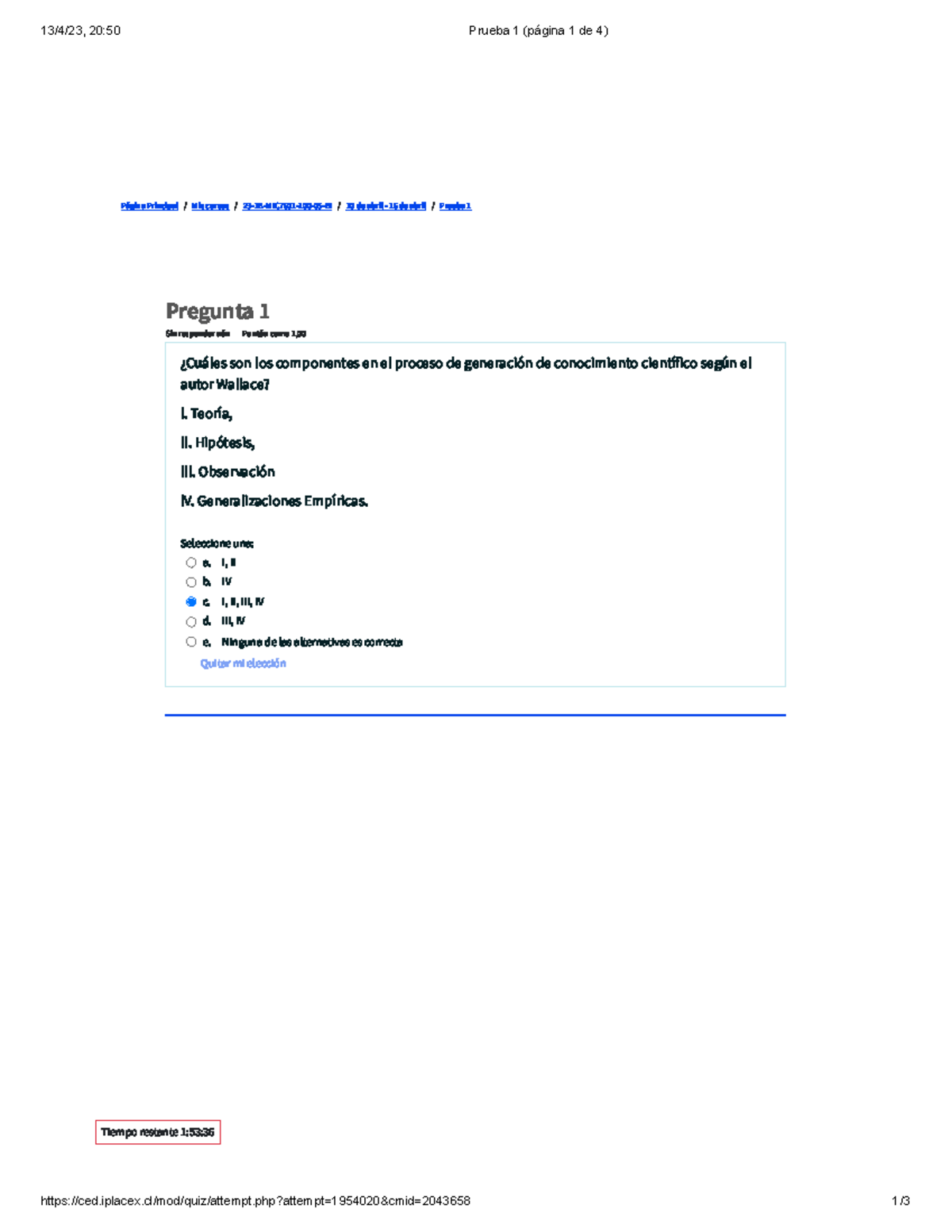 Prueba 1 Cuantitativa 20:50 - Preguntas y Respuestas Clave - Studocu