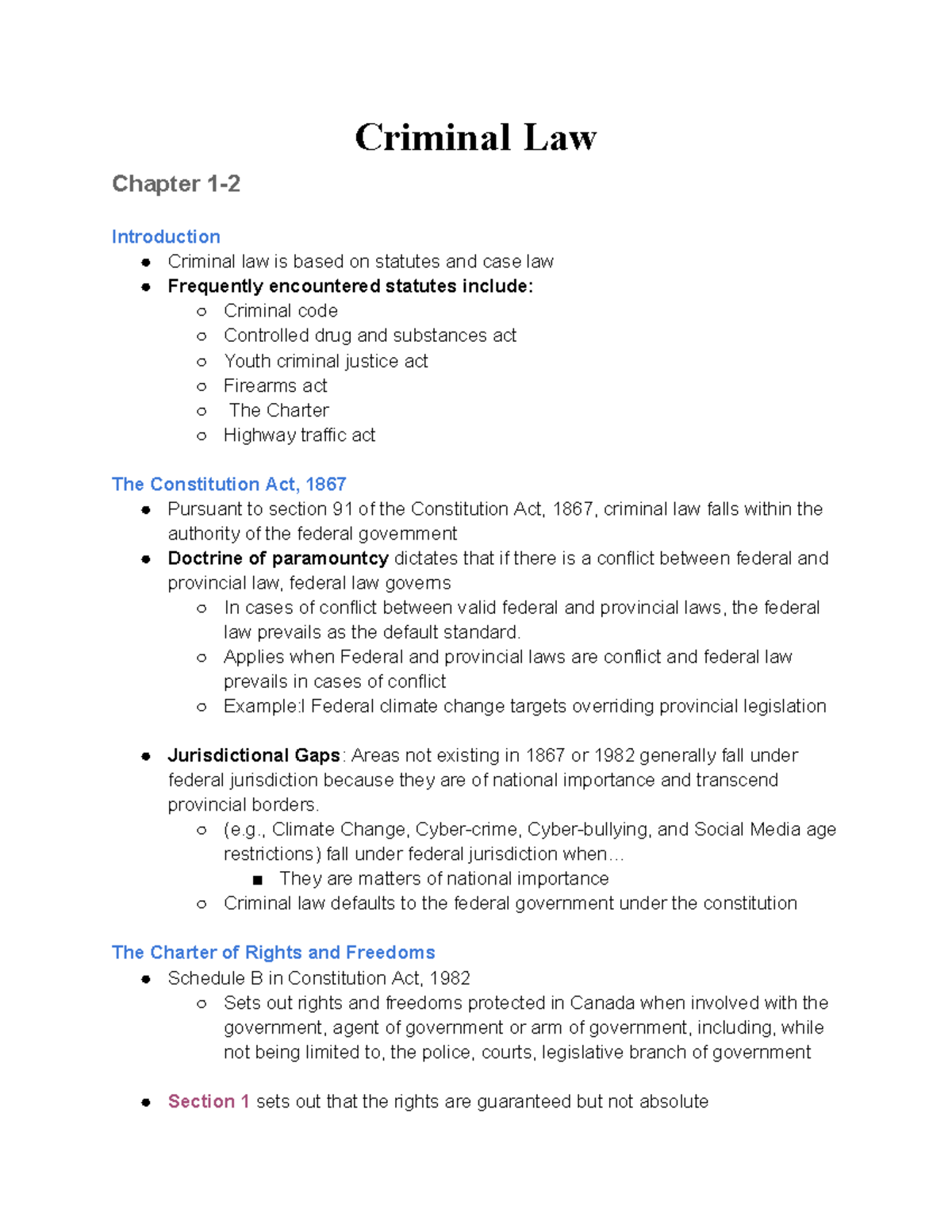 Criminal Law Overview: Chapters 1-2 Insights (LAW 101) - Studocu