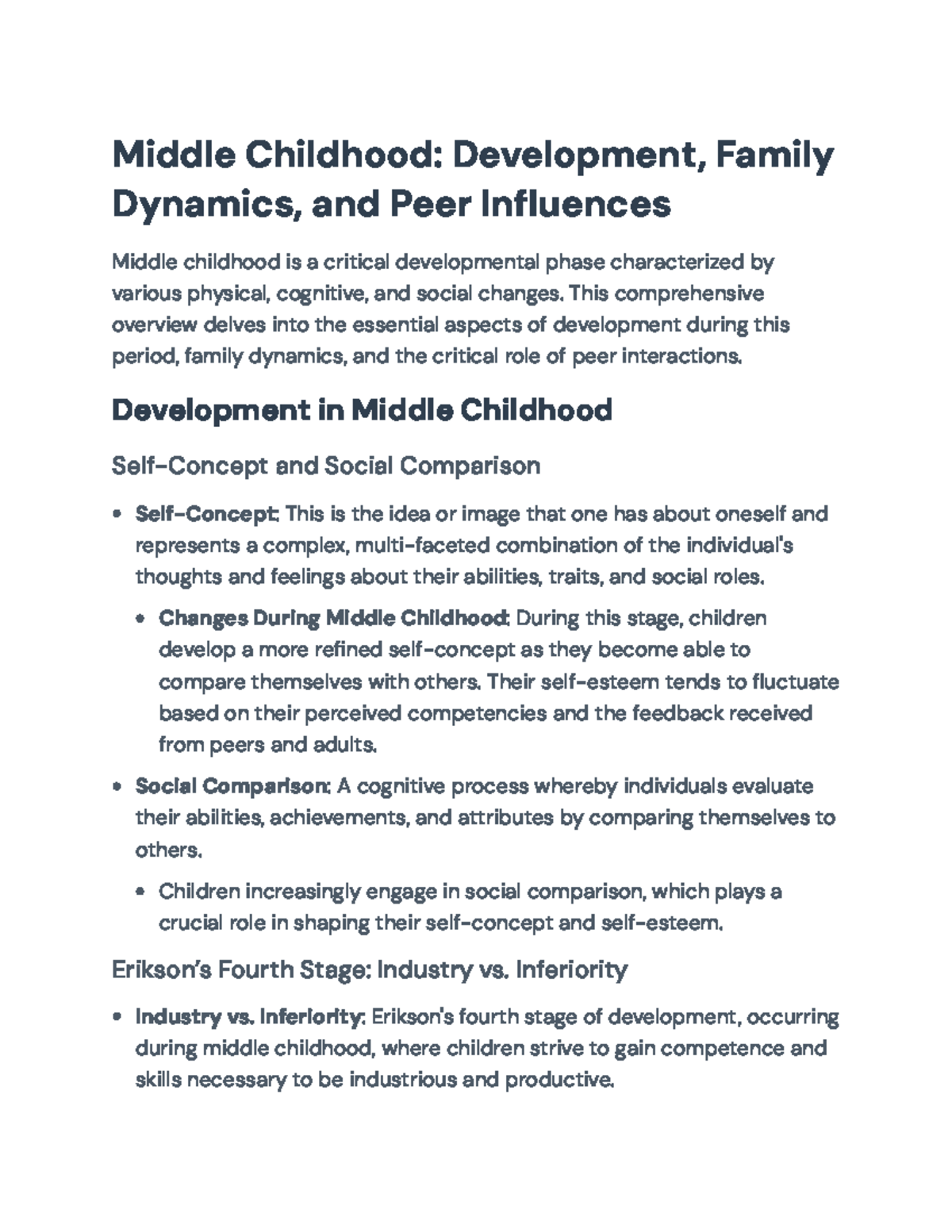 Middle Childhood Development: Family Dynamics & Peer Influences ...