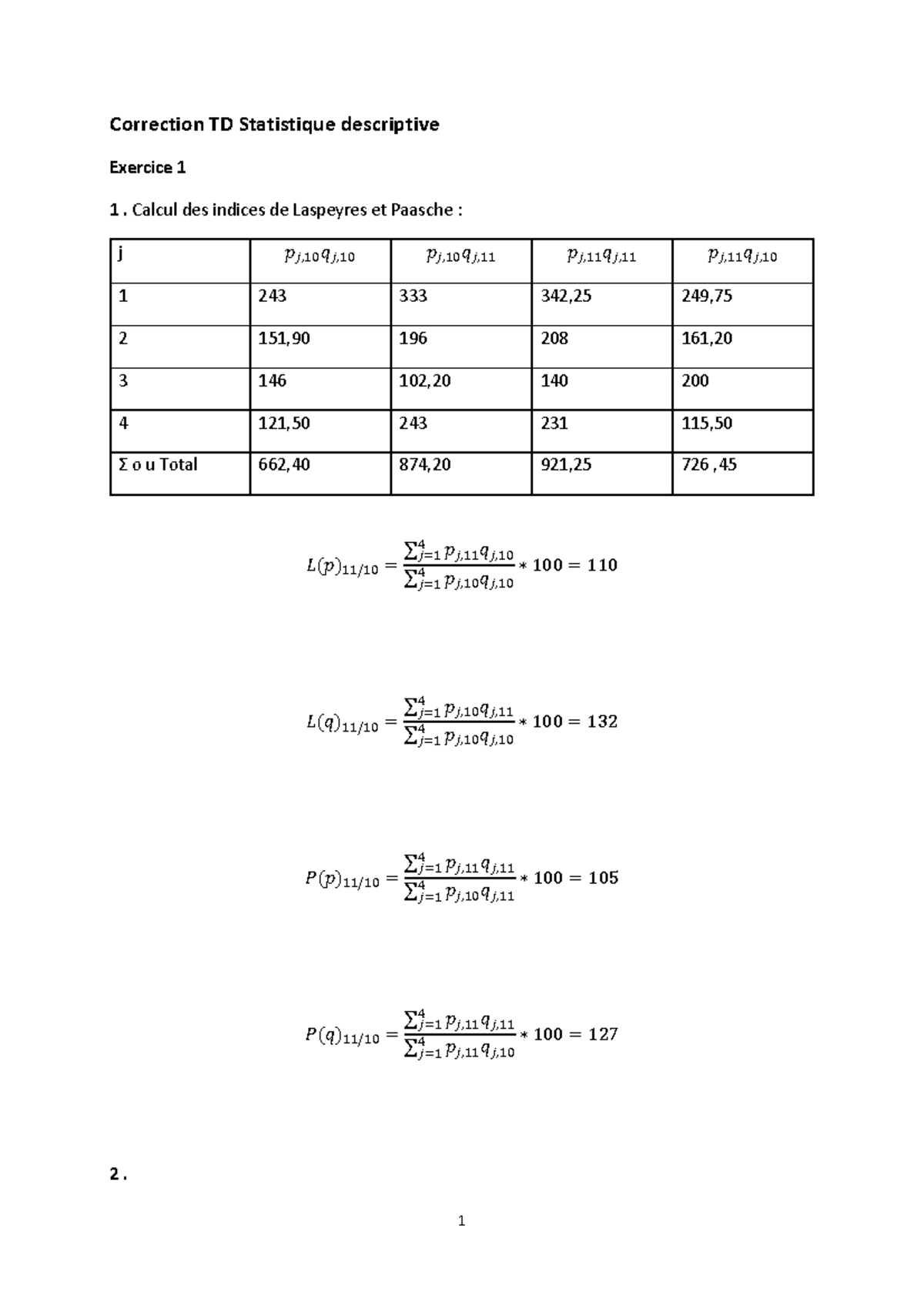 Corrigé TD Statistiques Descriptives L1 SEG 2022-2023 - Studocu