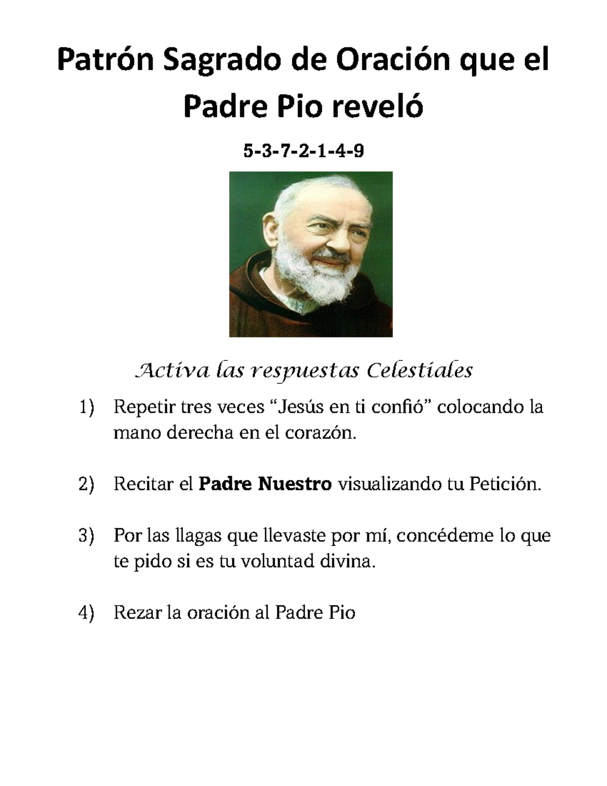 Patrón Sagrado de Oración que el Padre Pio reveló - Recitar el Padre ...