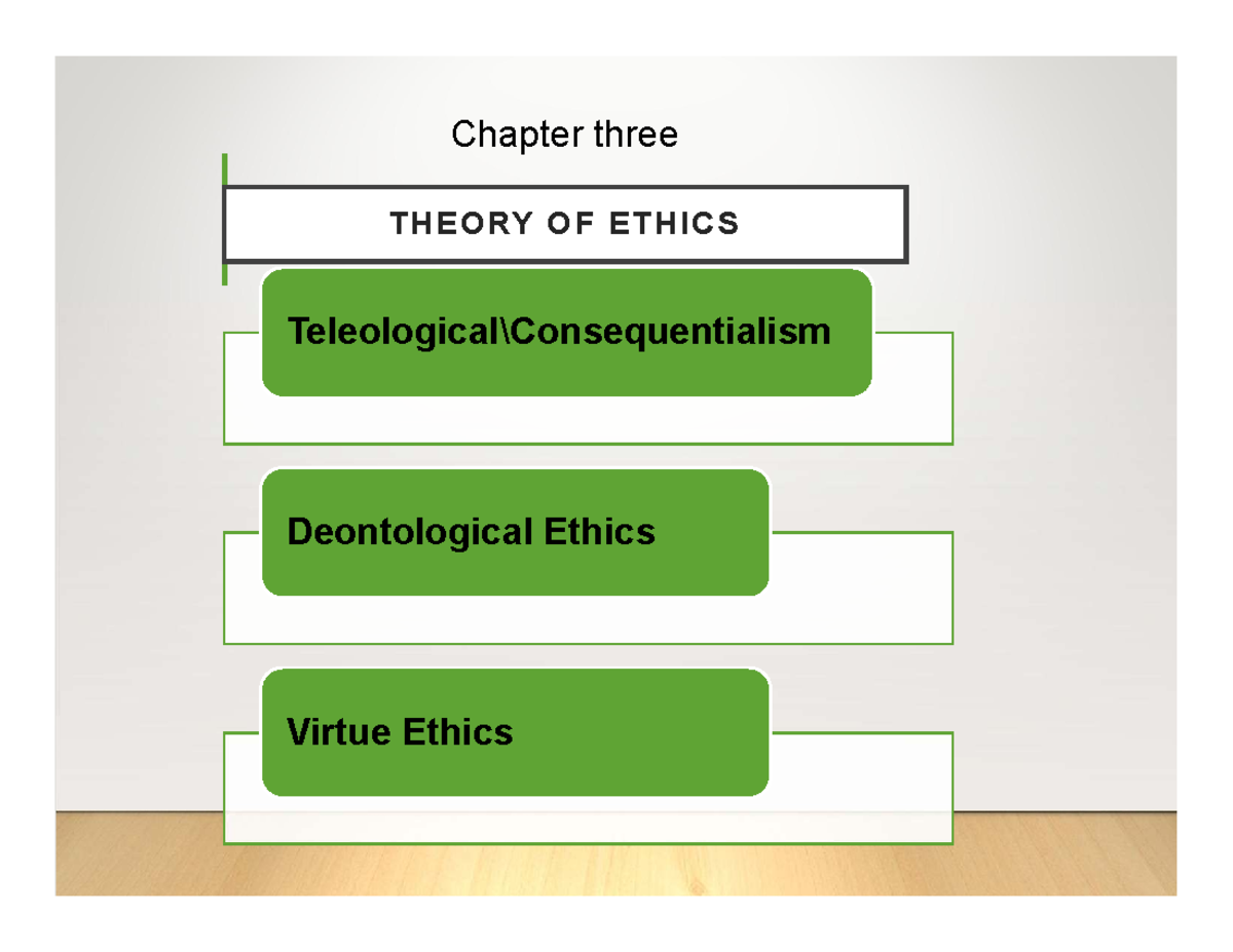 BE Chapter 3: Theories of Ethics - Deontological & Virtue Ethics - Studocu