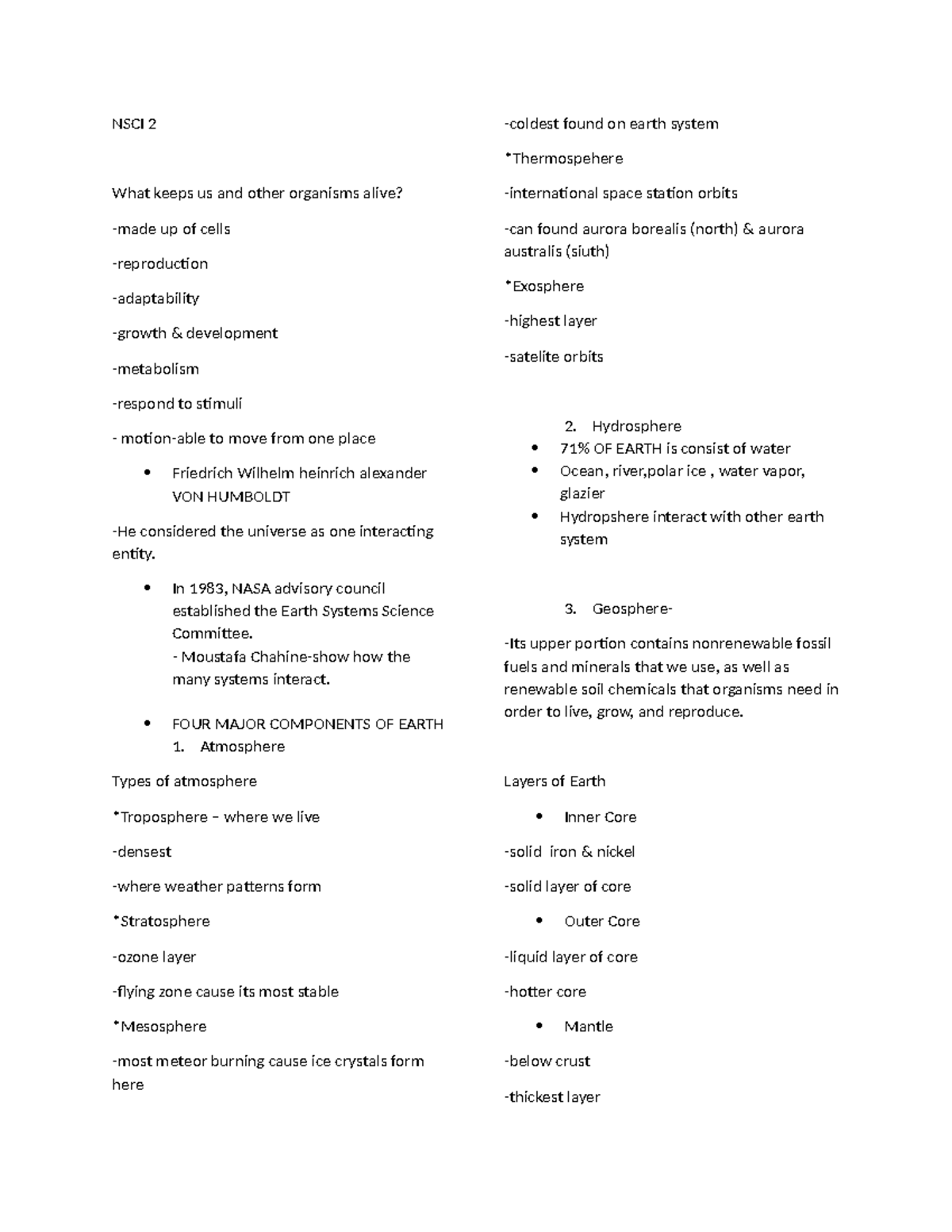 NSCI 2 Midterm Review: Key Concepts in Ecology and Ecosystems - Studocu