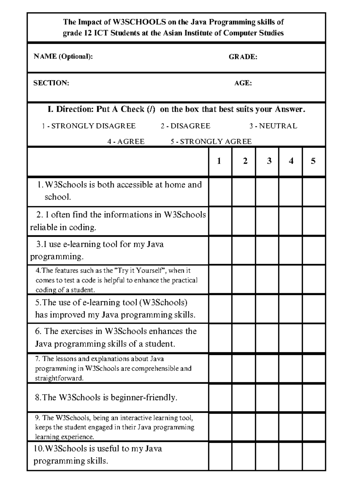 The Impact of W3SCHOOLS on Java Skills of Grade 12 ICT Students - GRP2 ...